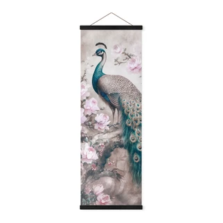 Poster Edler Pfau mit Blüten - Haase | wall-art.de