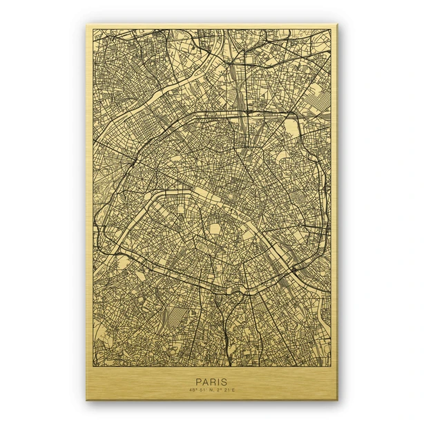 Holzbild Stadtplan Paris - Rund | wall-art.de