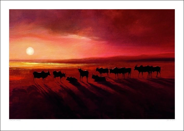 Poster Jonathan Sanders - Zebu At Dusk Kunstdruck (70 x 50 cm) | wall ...