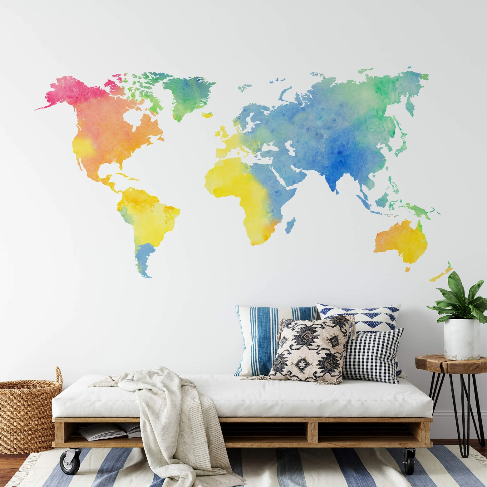 Sticker mural - Aquarelle mappemonde | wall-art.fr