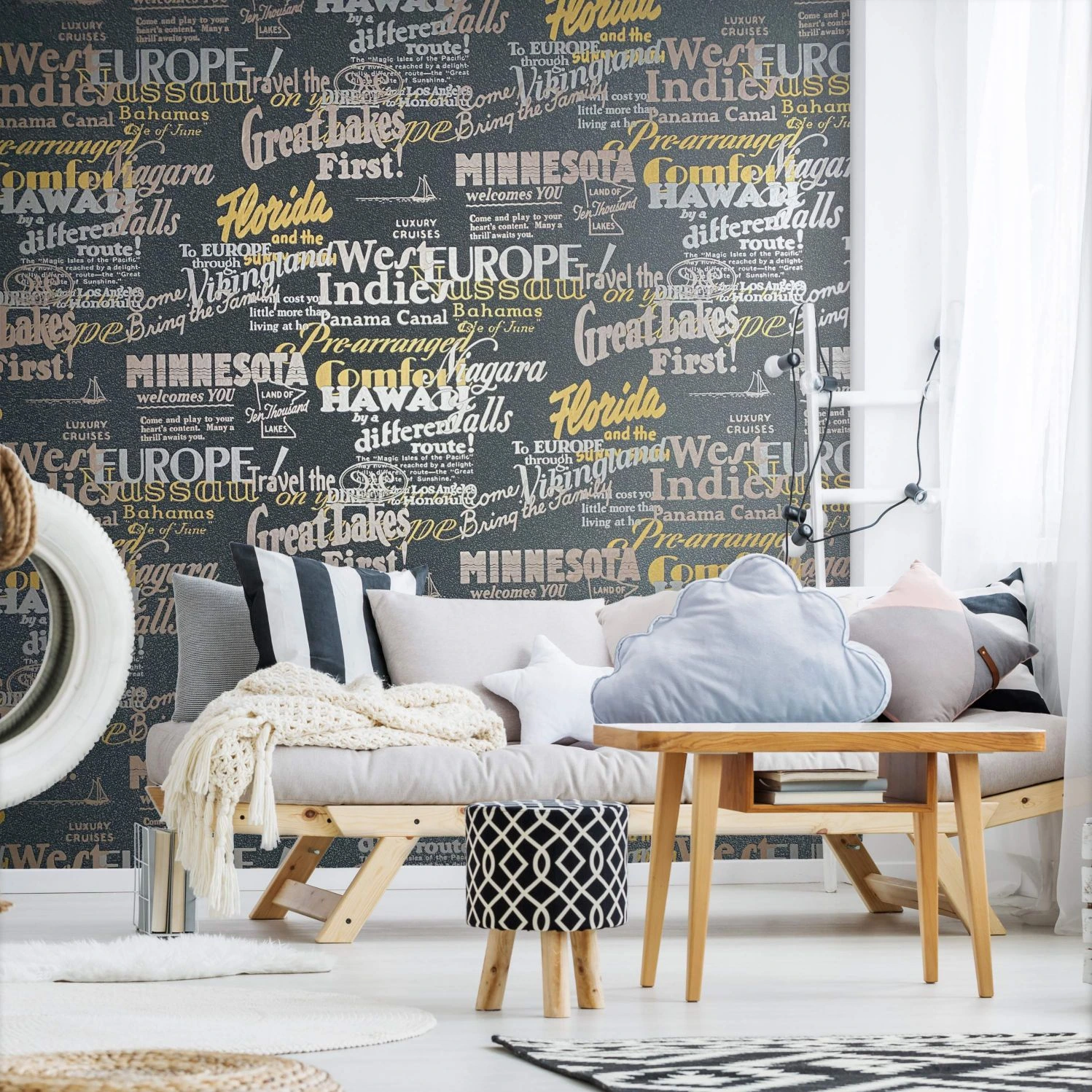 grafisch behang, vliesbehang Novamur Yvi zwart | wall-art.nl