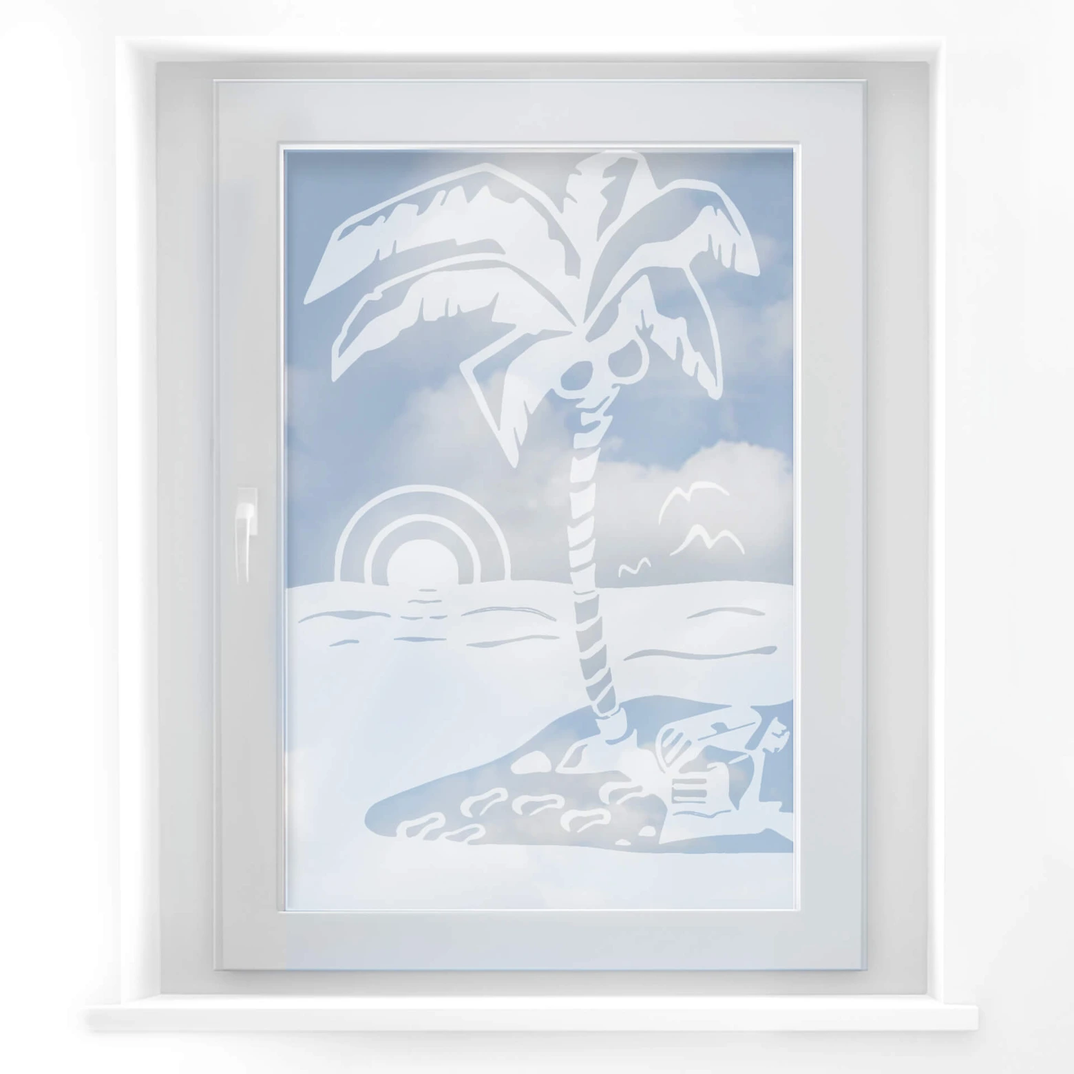 Melkglas Sticker Schateiland | wall-art.nl