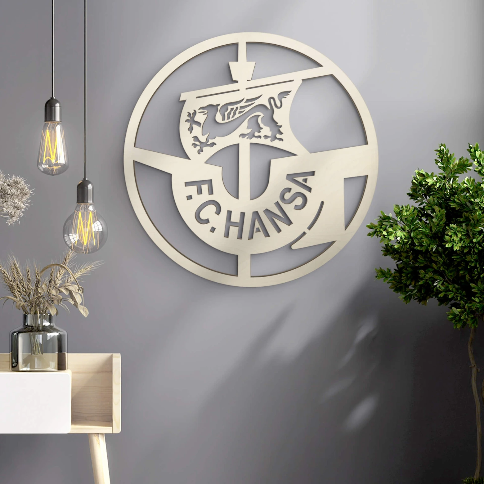 Holzdeko FC Hansa Rostock Logo - Pappelholz Rund Ø55 cm | wall-art.de