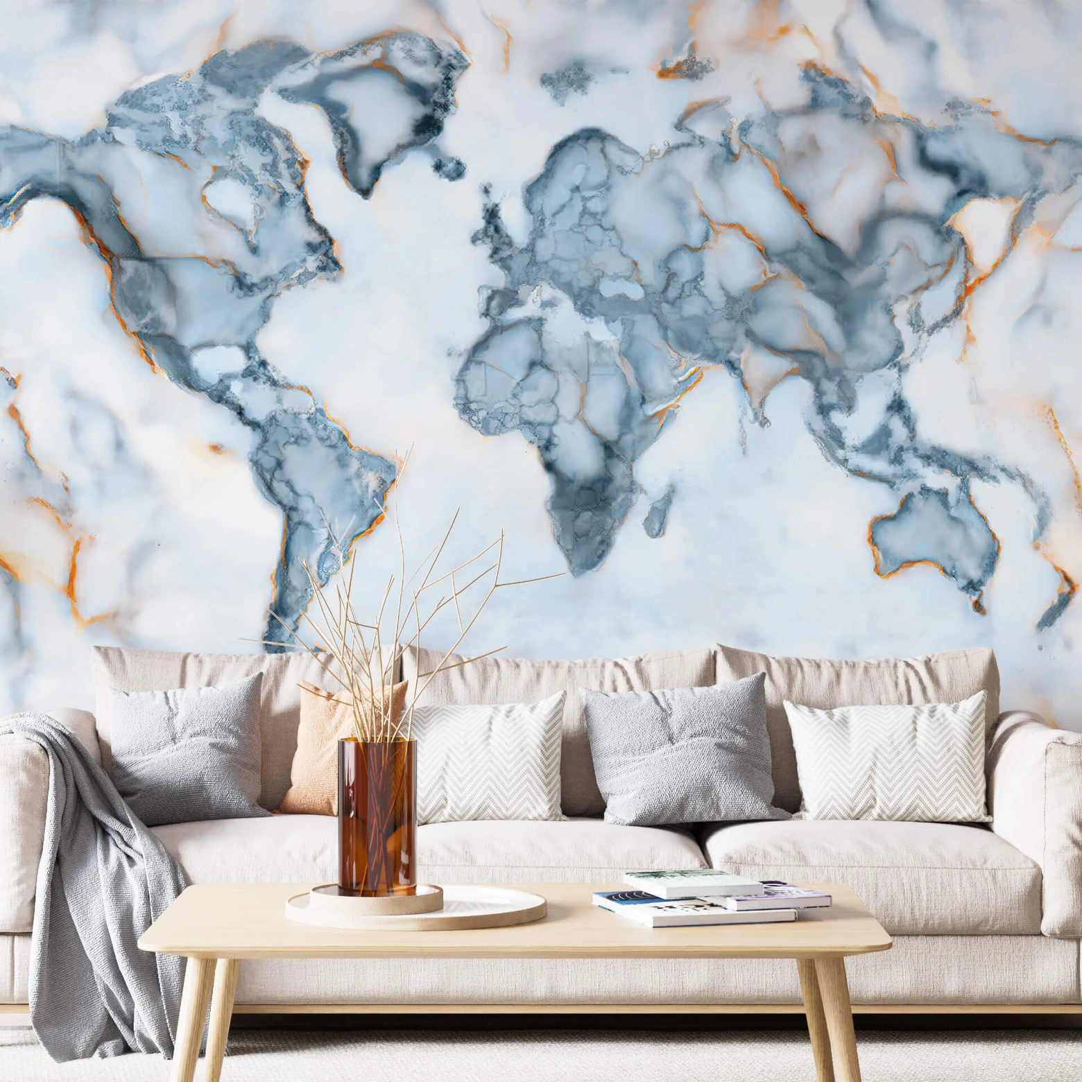 Fototapete Mielu - Weltkarte Marmor | wall-art.de