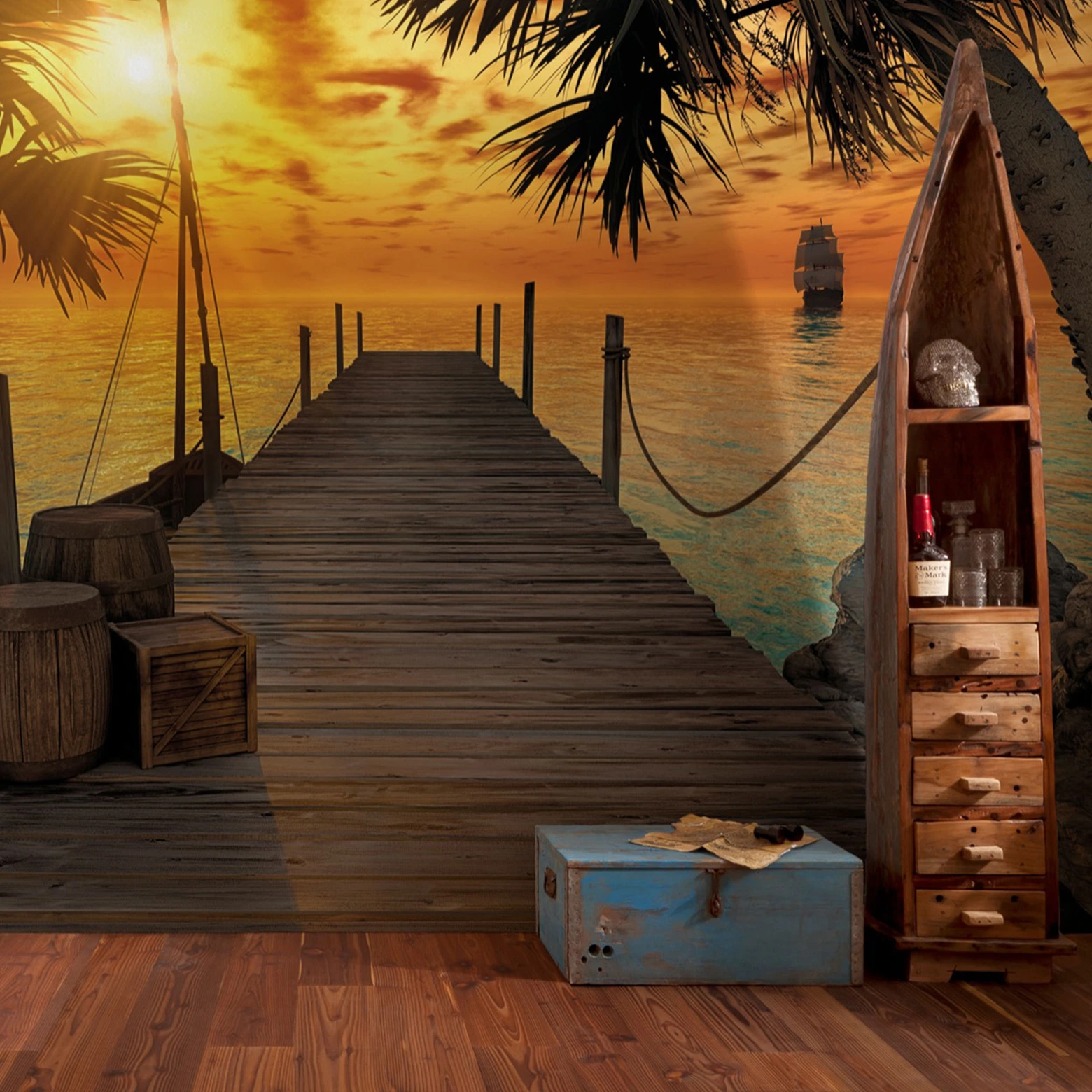 Fotobehang Papierbehang Treasure Island | wall-art.nl