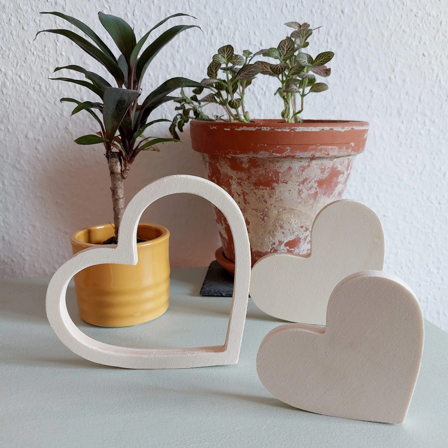3D Décoration Bois Coeurs Set (3 pièces) | wall-art.fr