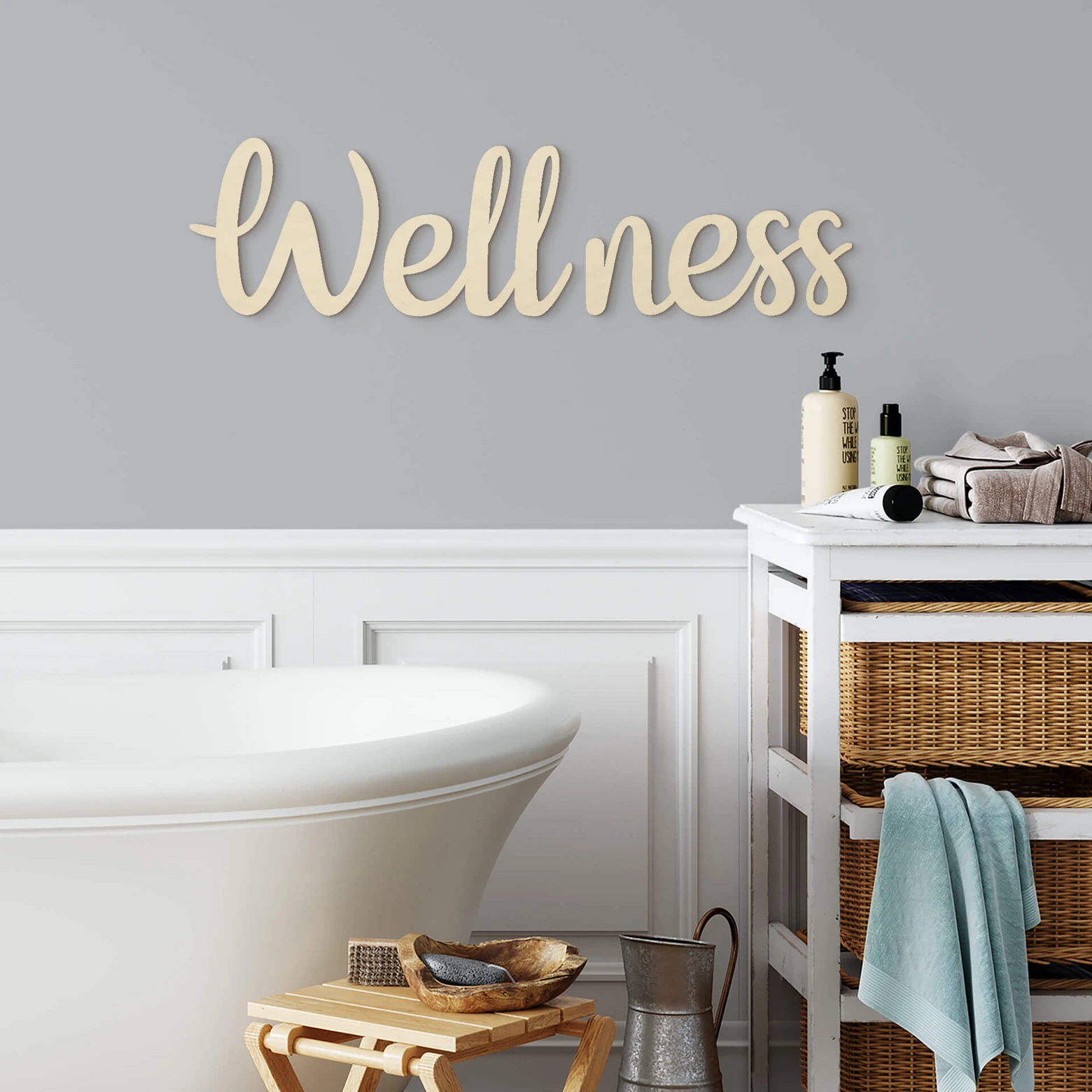Wanddecoratie Populierenhout Wellness | wall-art.nl
