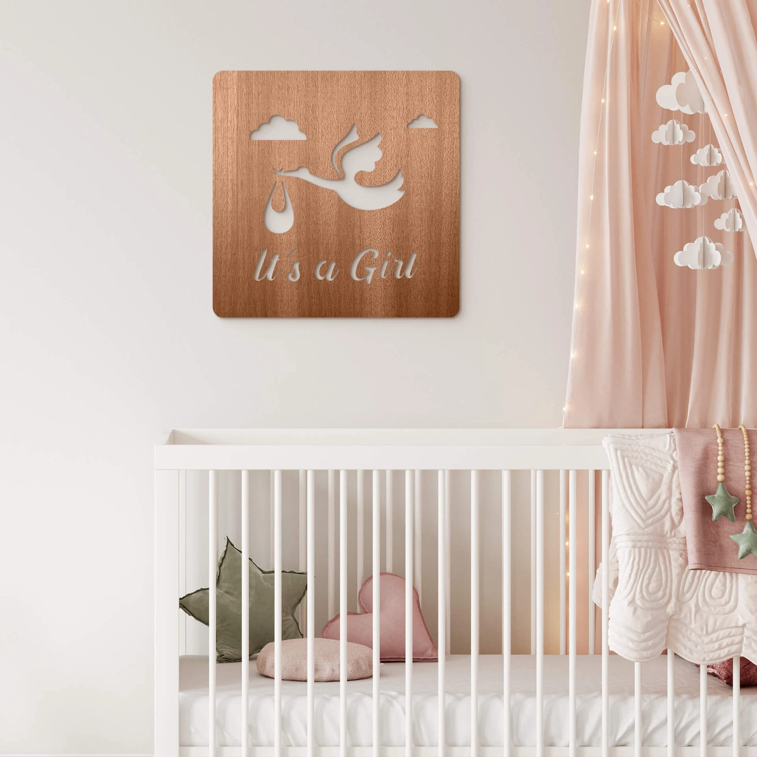 Holz-Deko Baby - It's a Girl - Mahagoni | wall-art.de