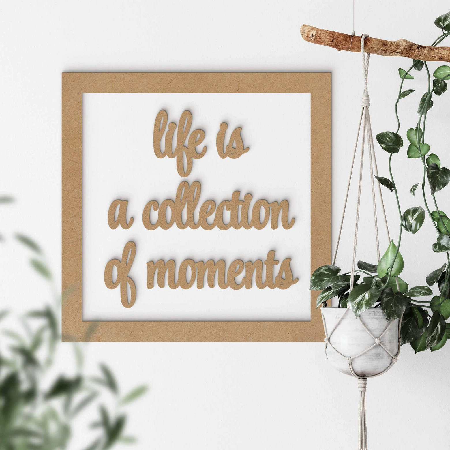 MDF Decoratie naturel Life is a Collection of Moments | wall-art.nl