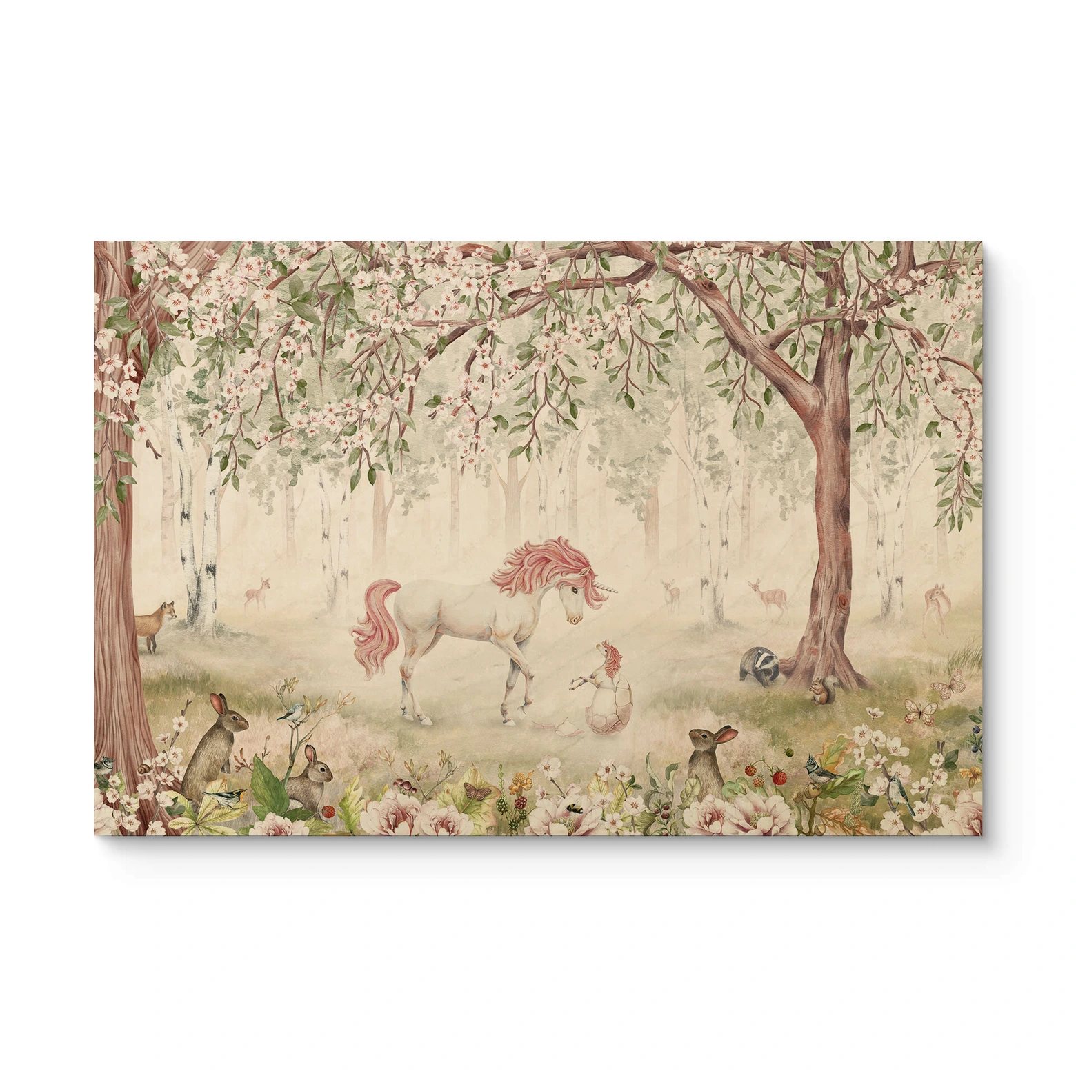 Houten Poster Sprookjesbos met eenhoorns - Kikki Belle | wall-art.nl
