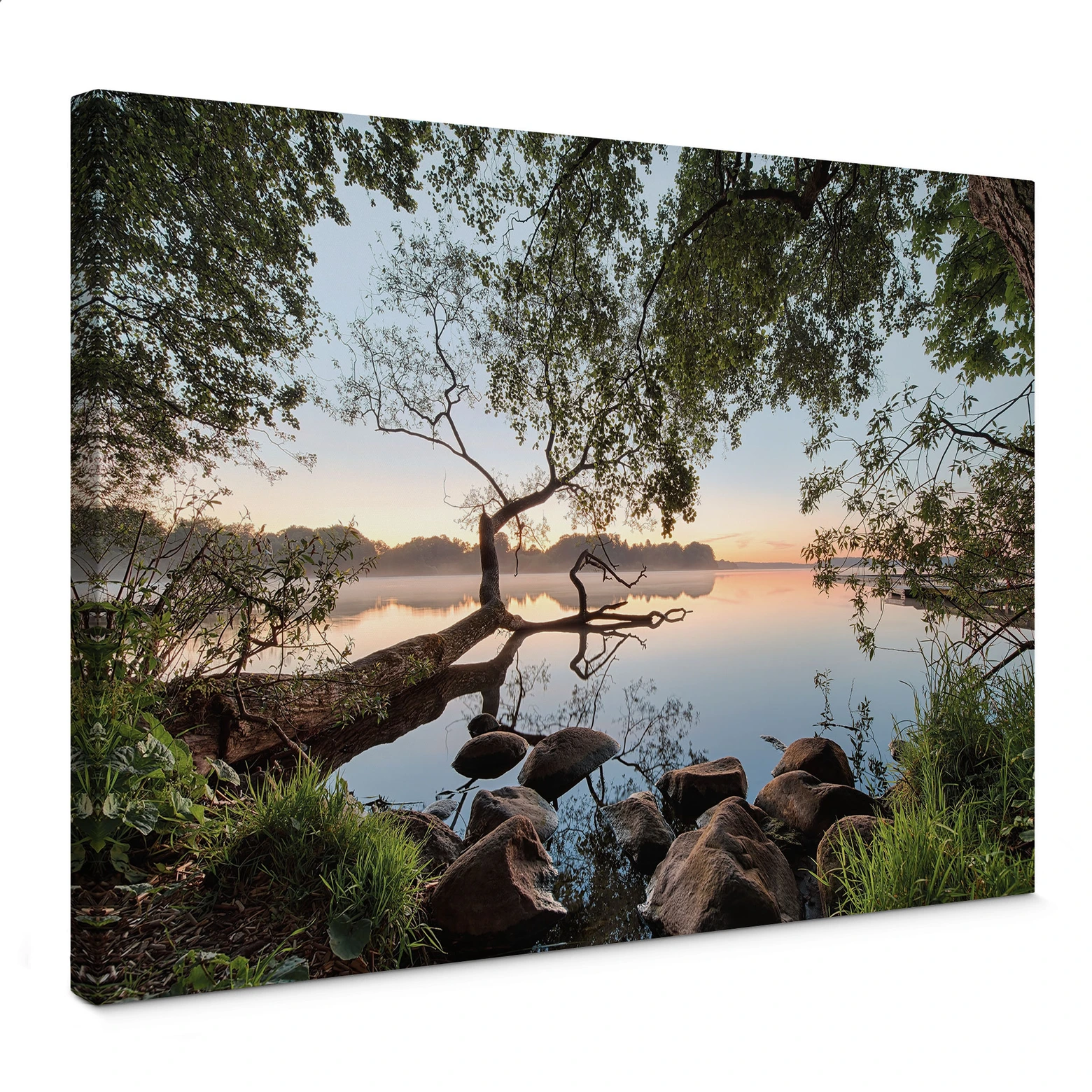 Leinwandbild Blick auf den See - Landschaftsmotiv - Keller | wall-art.de