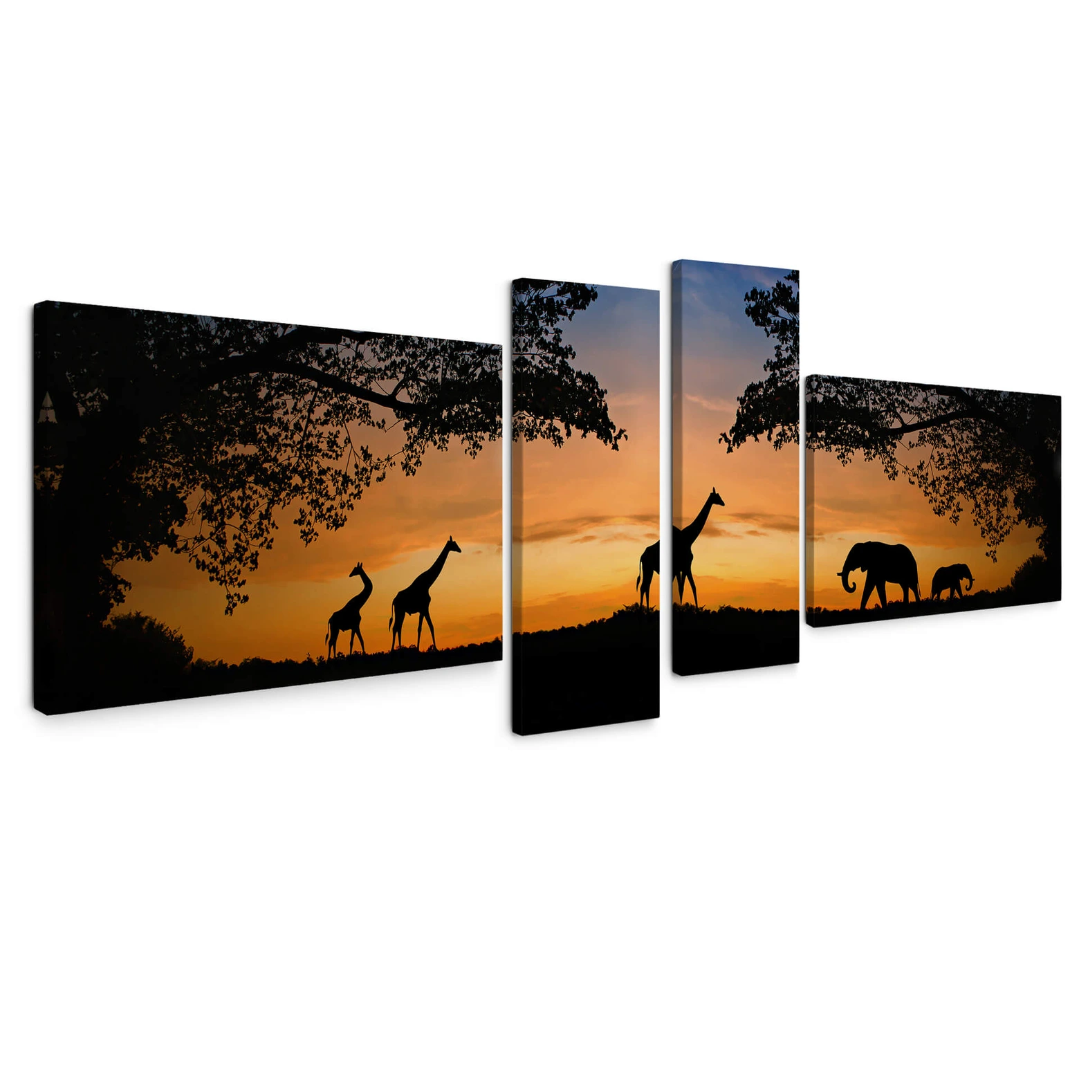 Tableau sur toile African Sunset (4 parties) | wall-art.fr