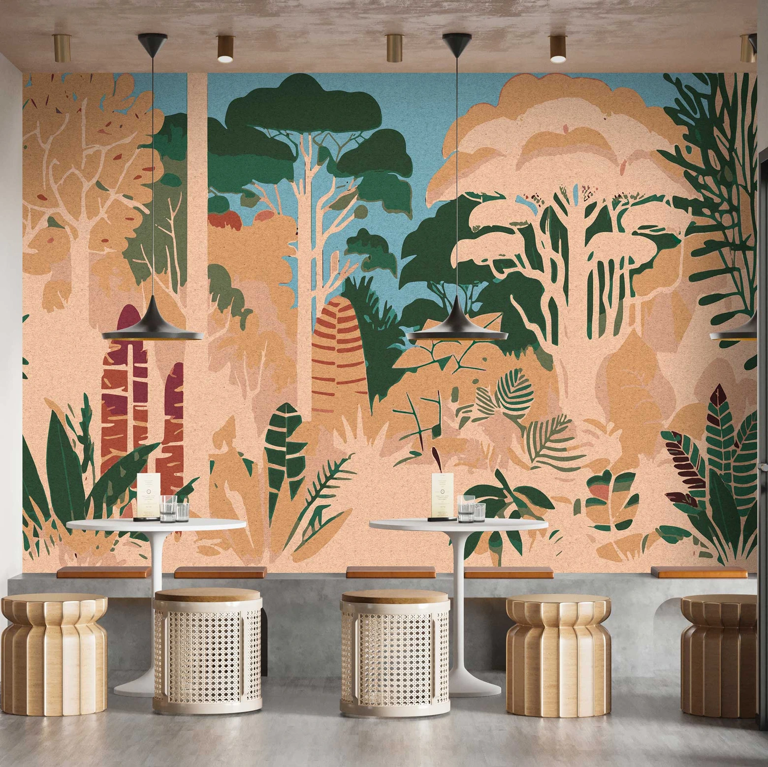 Vintage safari fotobehang - stijlvol vliesbehang met savannelandschap ...