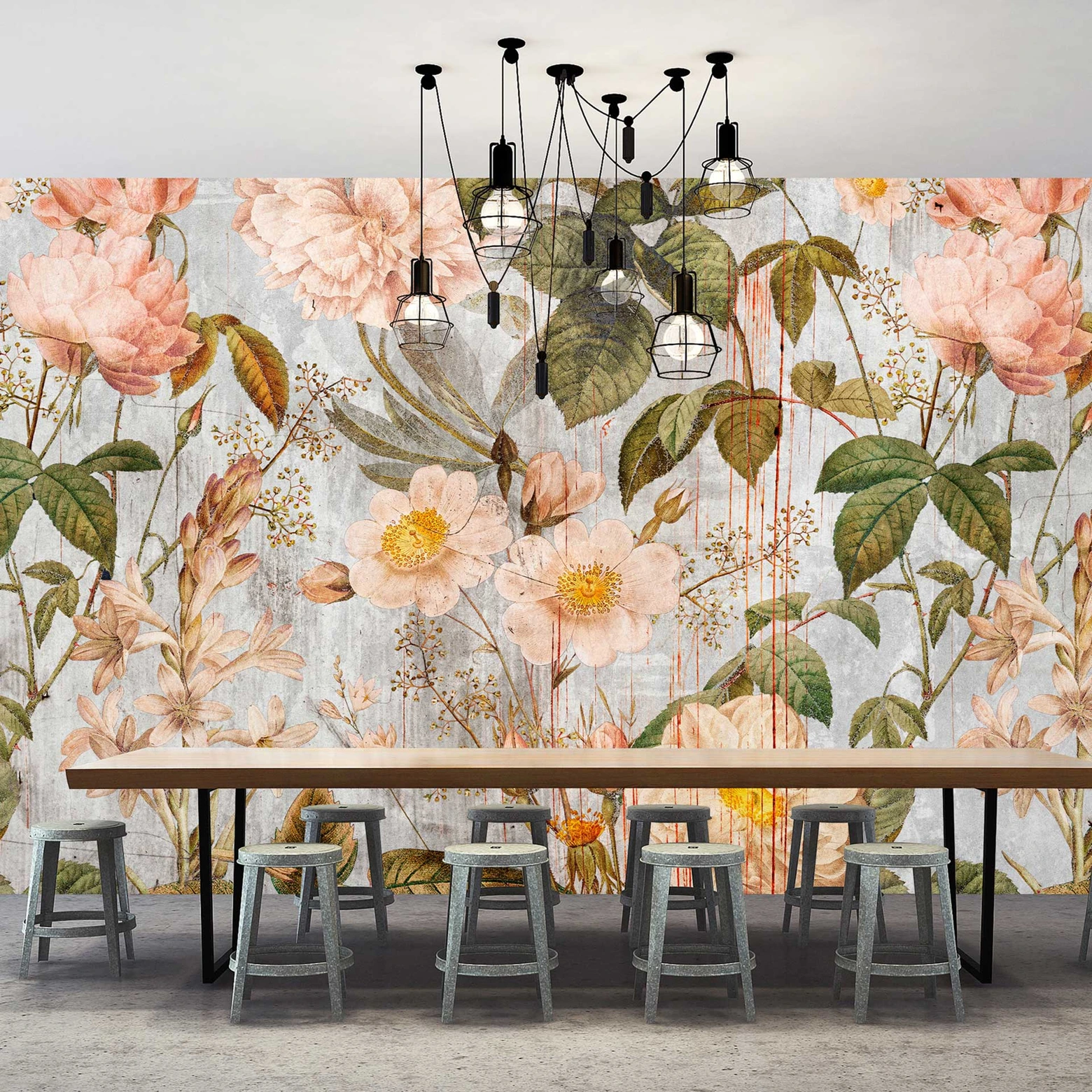 Vintage bloemen behang met pioenrozen - romantisch vliesbehang | wall ...