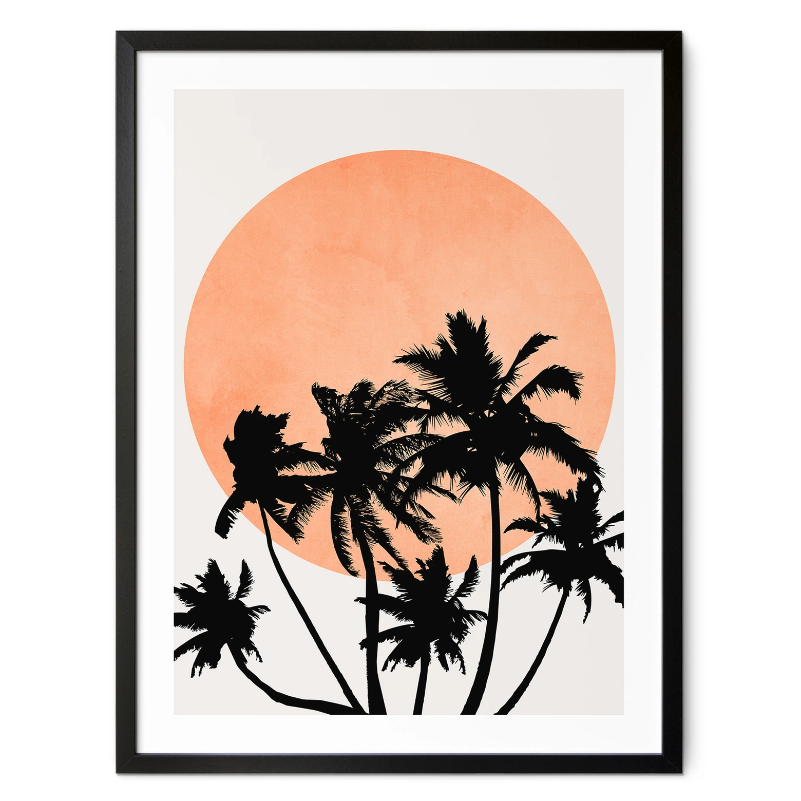 Poster Palmen vor der orangen Sonne - Kubistika | wall-art.de