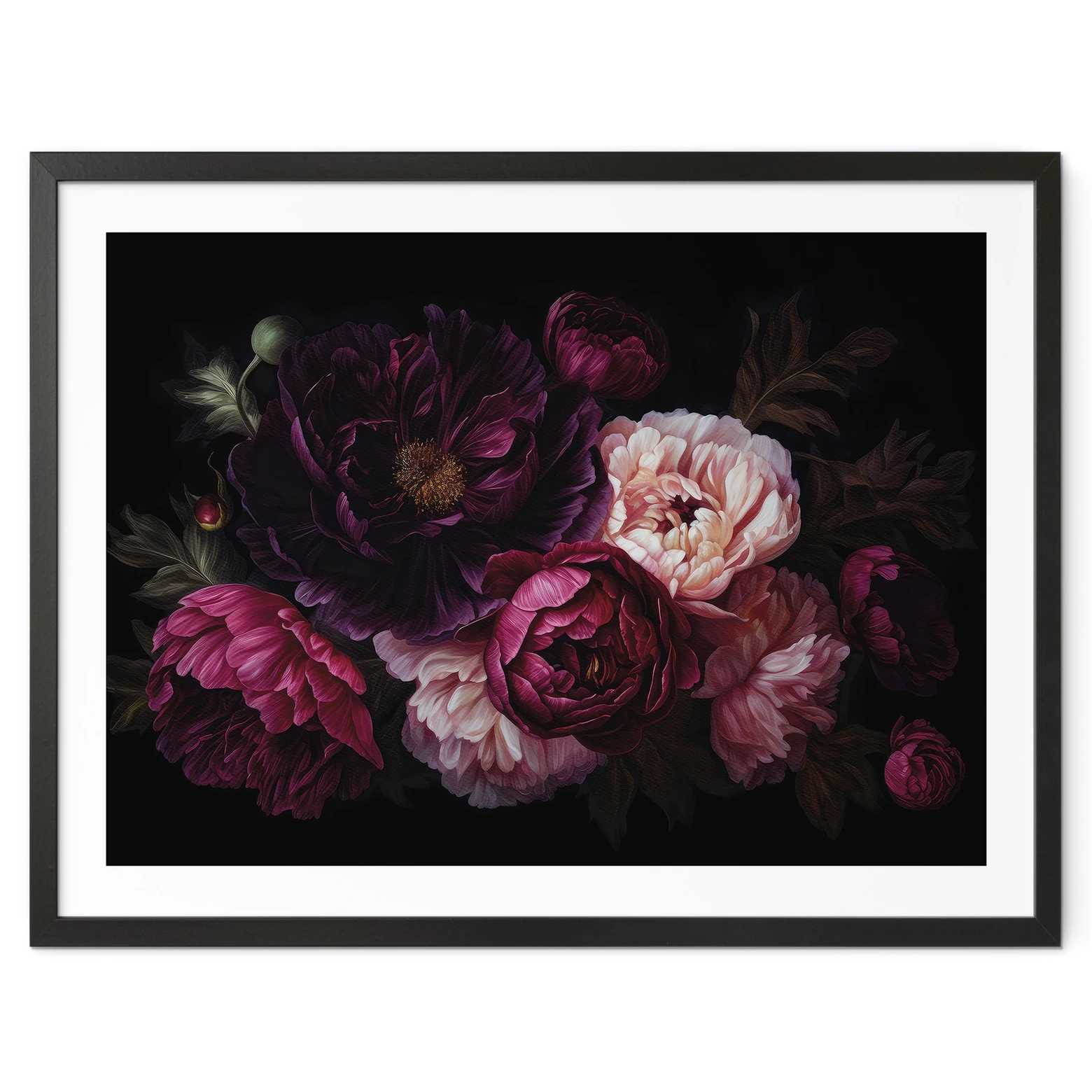 Poster Bouquet de fleurs avec pivoines - UN Designs | wall-art.fr