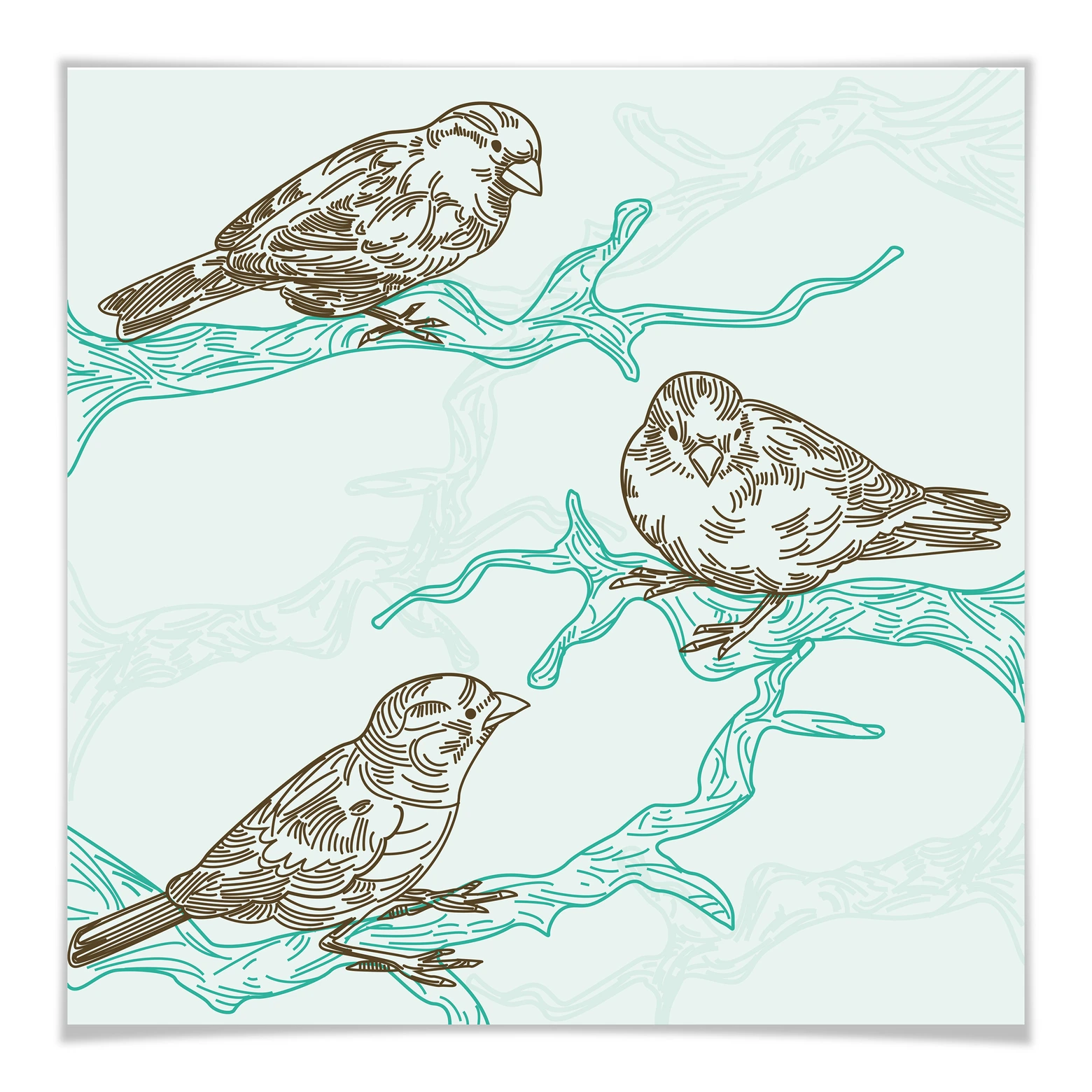 Poster Spatzen Illustration | wall-art.de