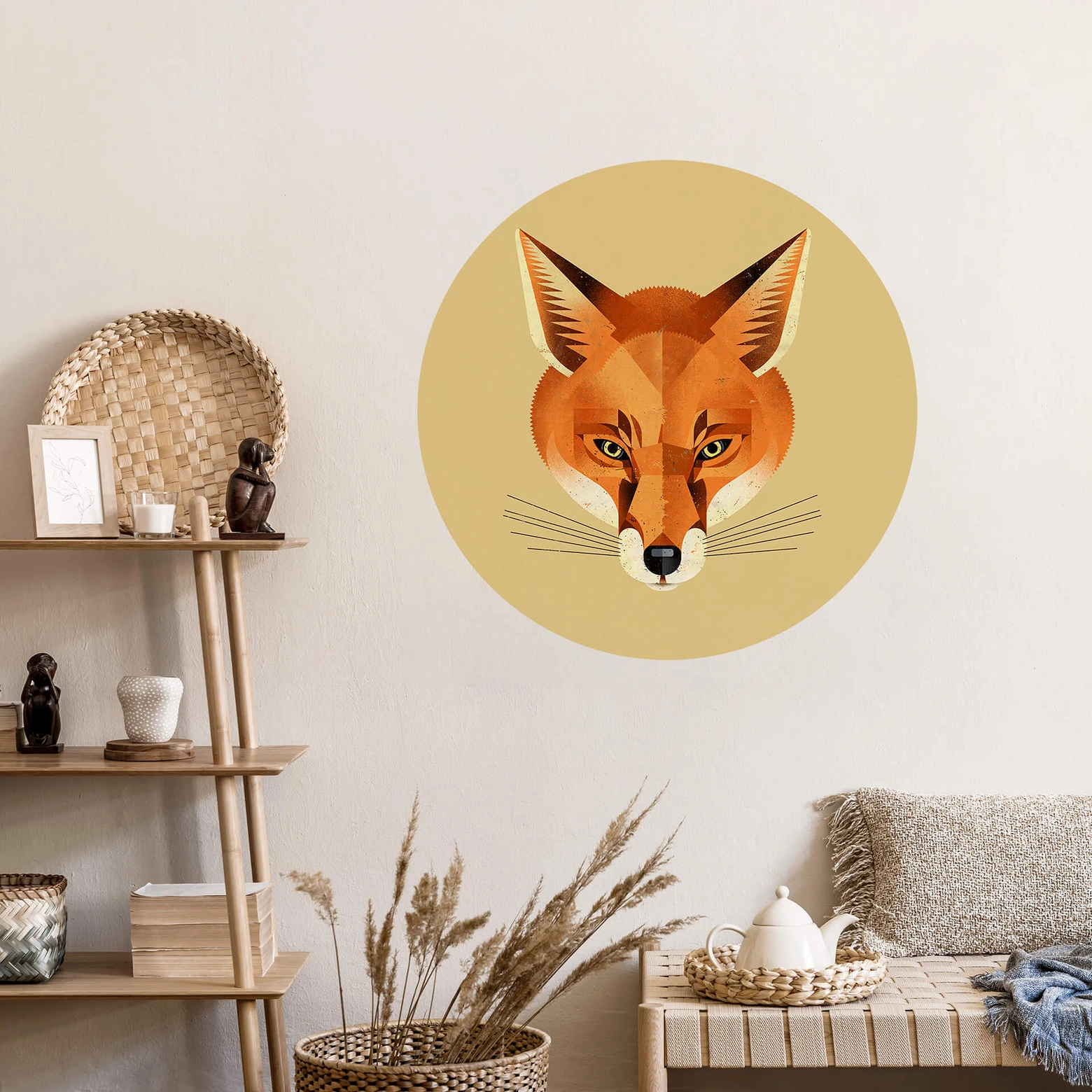 Wandtattoo Fuchs - Tier-Motiv Rund - Braun | wall-art.de