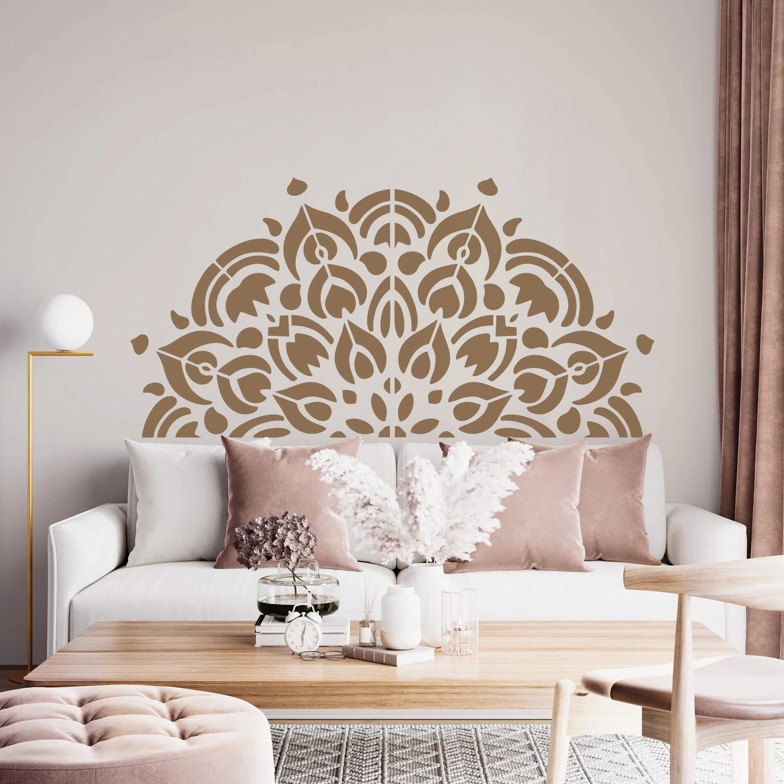 Wandtattoo Halbes Mandala Ornament - boho | wall-art.de