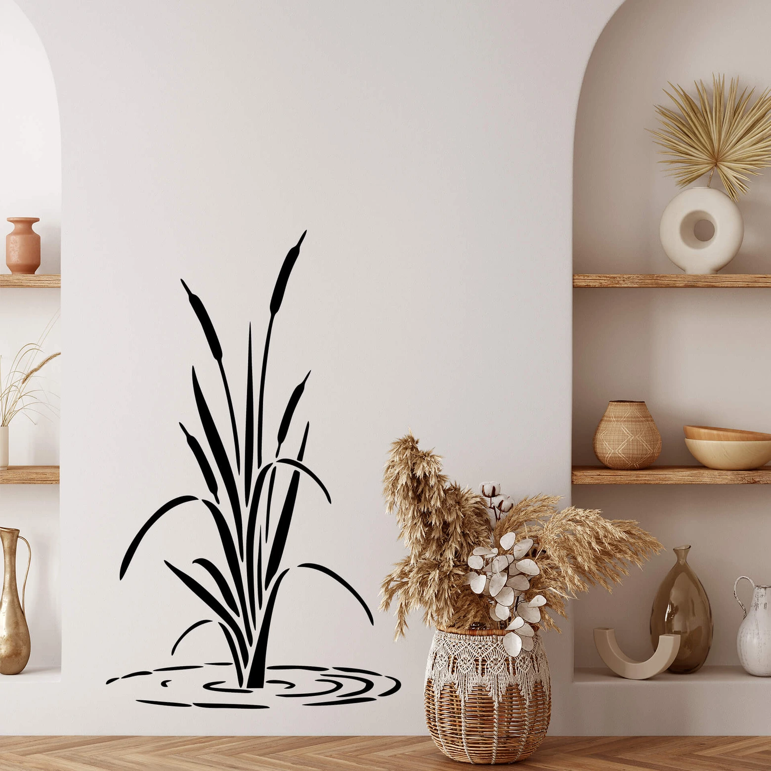 Muursticker Riet in het water | wall-art.nl