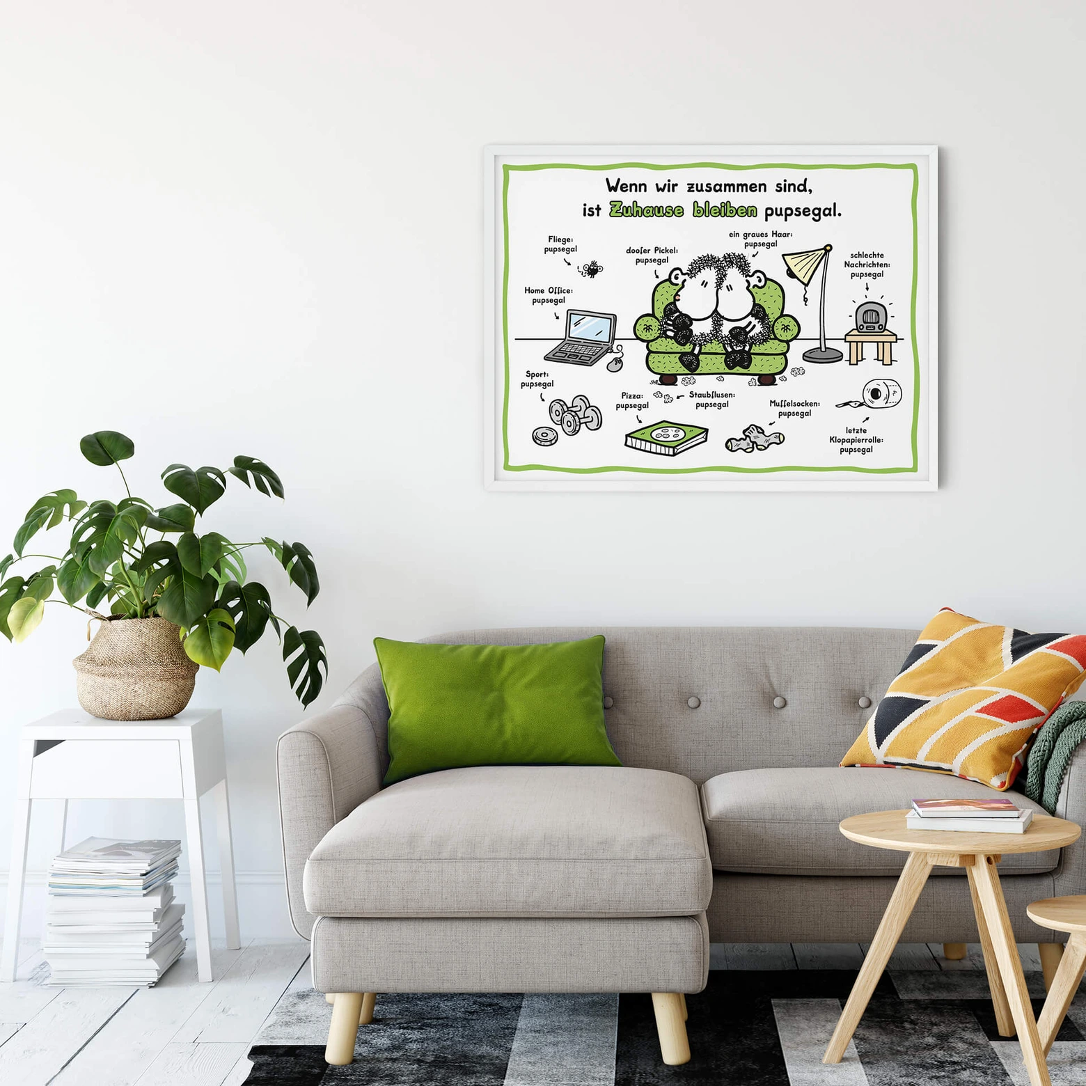 Poster Sheepworld - Zuhause bleiben pupsegal | wall-art.de