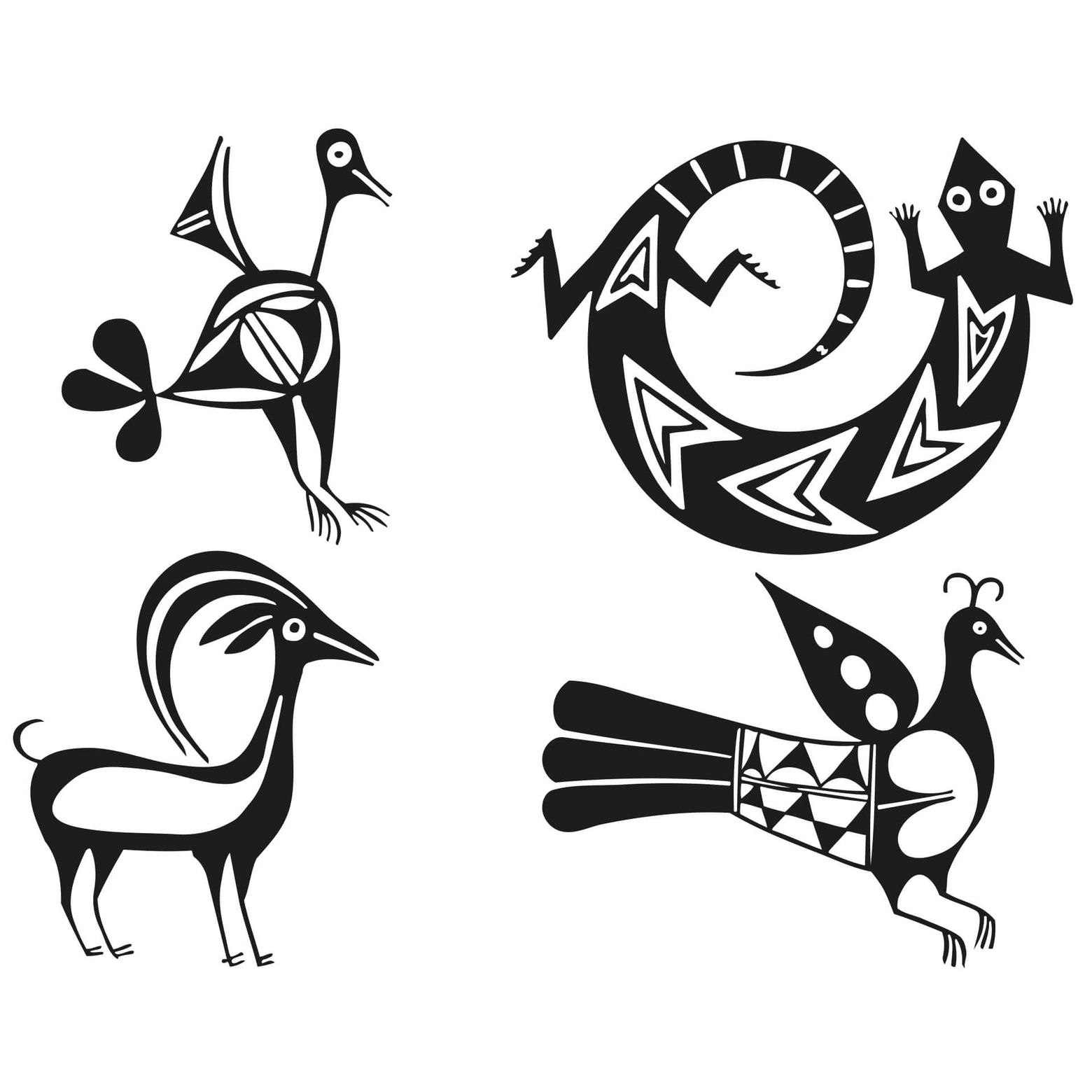 Muursticker Azteekse Dieren 2 | wall-art.nl