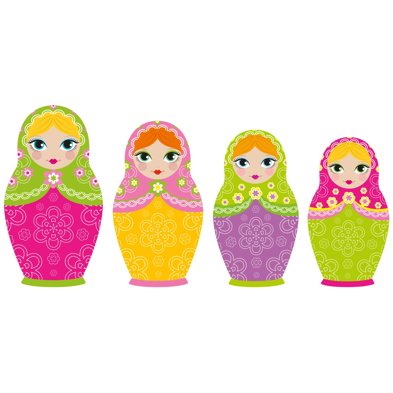 Wandtattoo Matroschka Set - russische Holzpuppen | wall-art.de