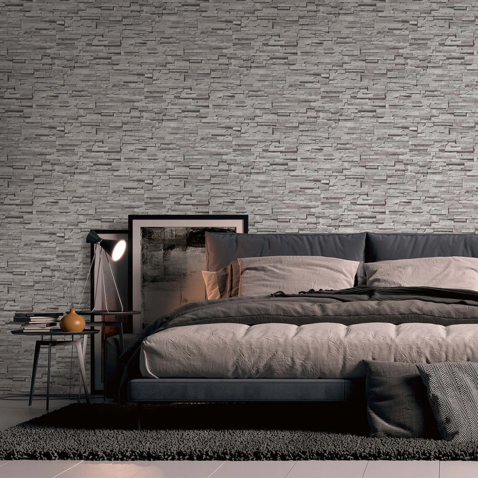 behang steen look grijs modern 3d vliesbehang - design steen behang ...