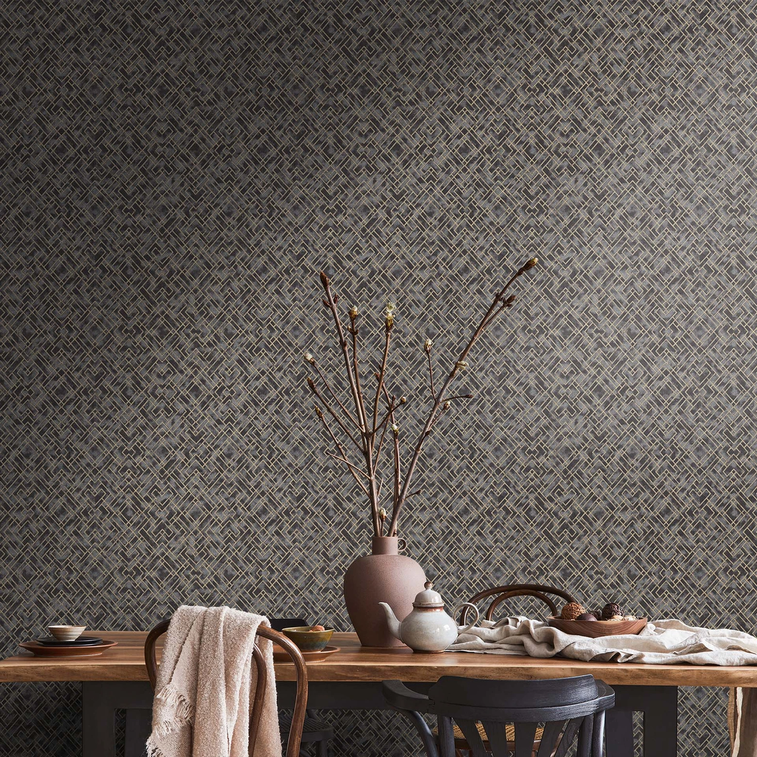 design behang zwart goud - moderne grafische vliesbehang glanzend ...