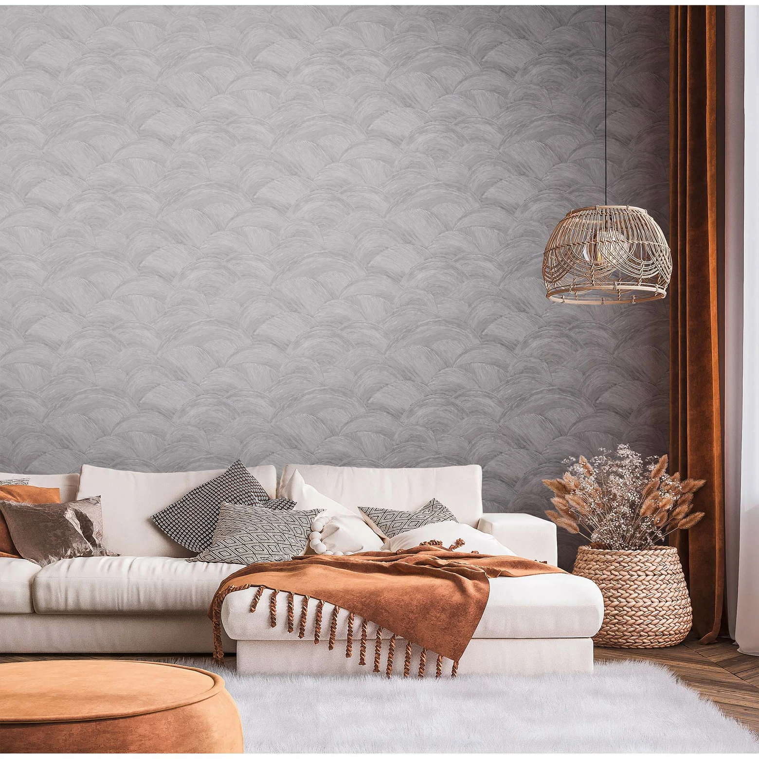 Tapete Grau, Silber moderne Vliestapete Wellen - Design Mustertapete ...