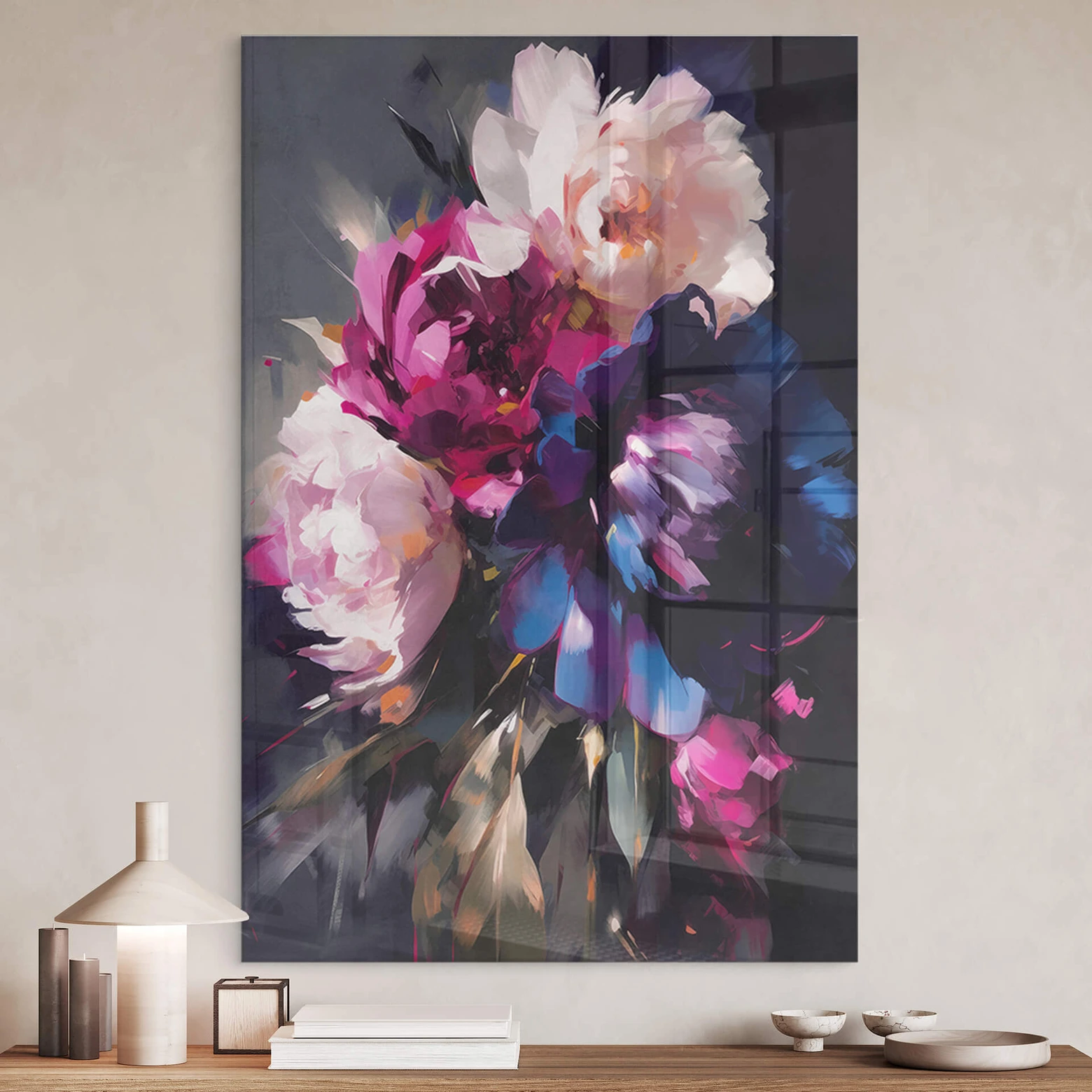 Tableau sur verre acrylique Treechild - Vintage Flowers | wall-art.fr