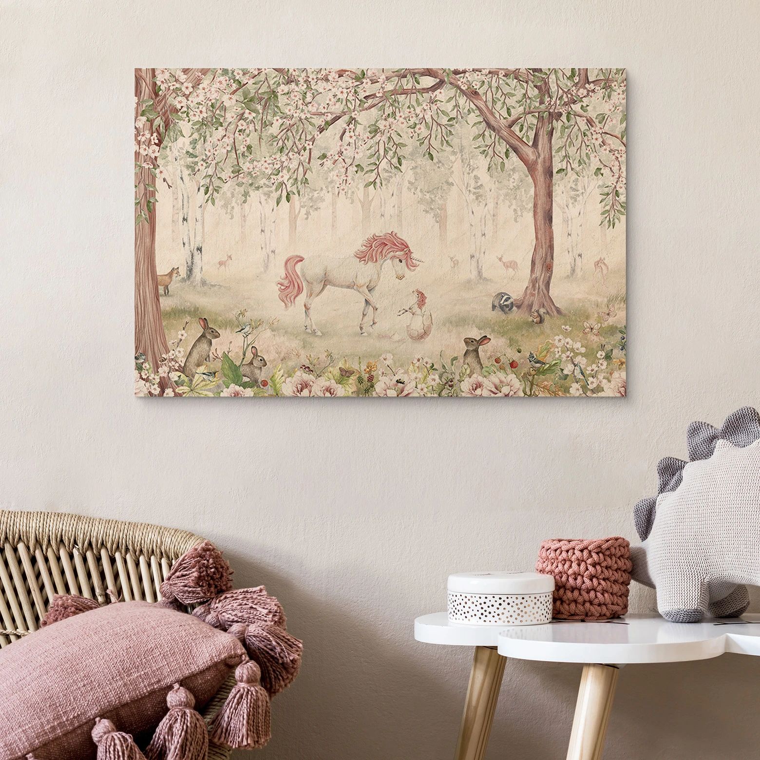 Houten Poster Sprookjesbos met eenhoorns - Kikki Belle | wall-art.nl
