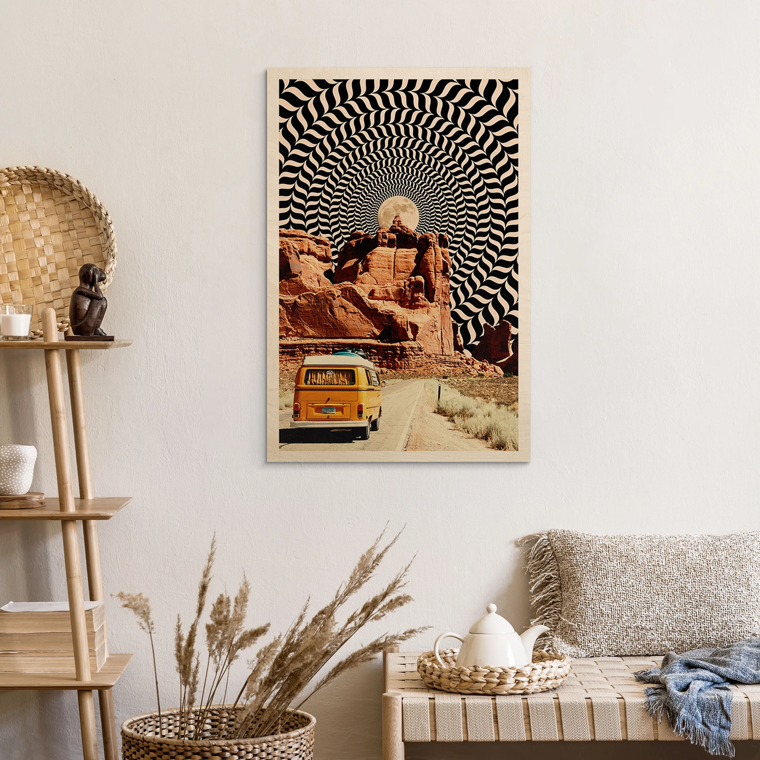 Houten Poster Road trip - Reis naar de maan - Taudalpoi | wall-art.nl