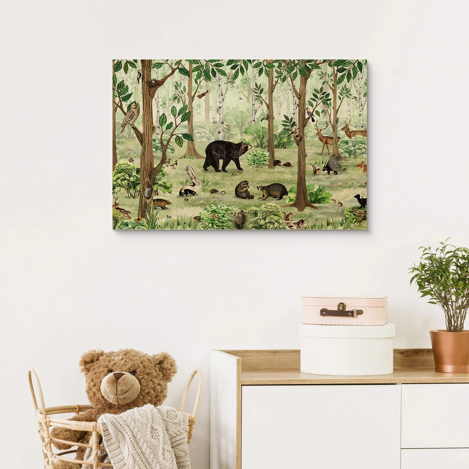 Houten Poster Kikki Belle - Zoekplaatje in het Bos | wall-art.nl