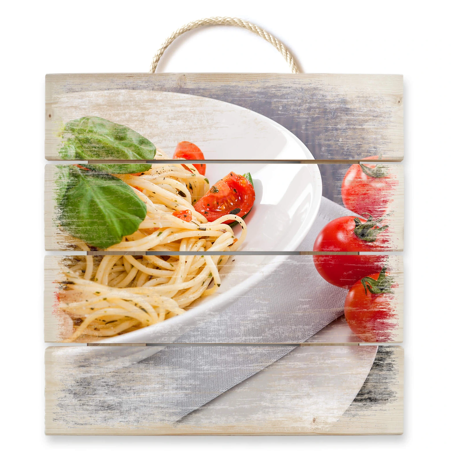 Houten Wanddecoratie Spaghetti Pomodoro | wall-art.nl