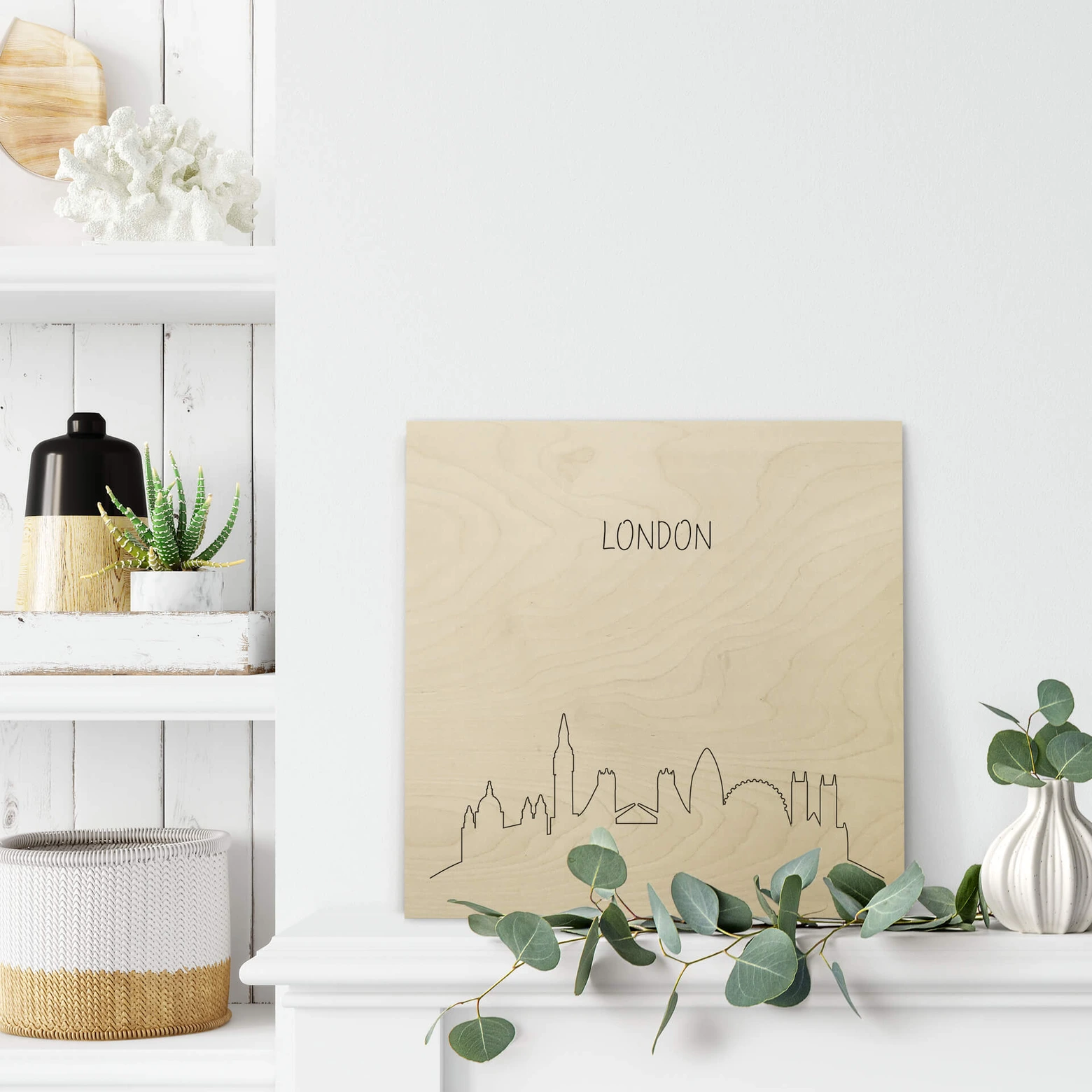 Holzposter Skyline London Outline | wall-art.de