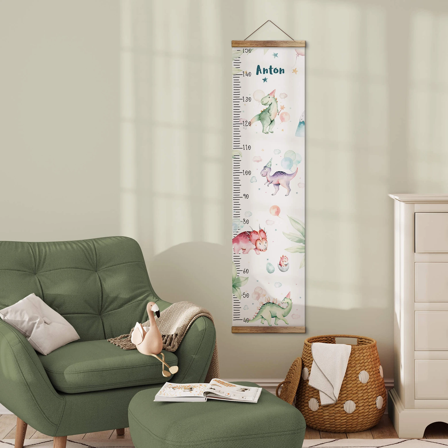 Toise Enfant Personnalisée - Kvilis - Dinosaure - 30x120 cm | wall-art.fr