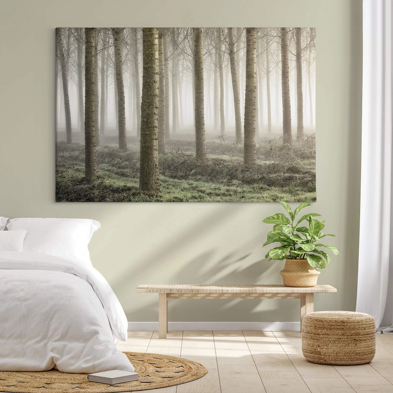 Leinwandbild Carozzi - Märchenhafter Wald im Morgennebel | wall-art.de