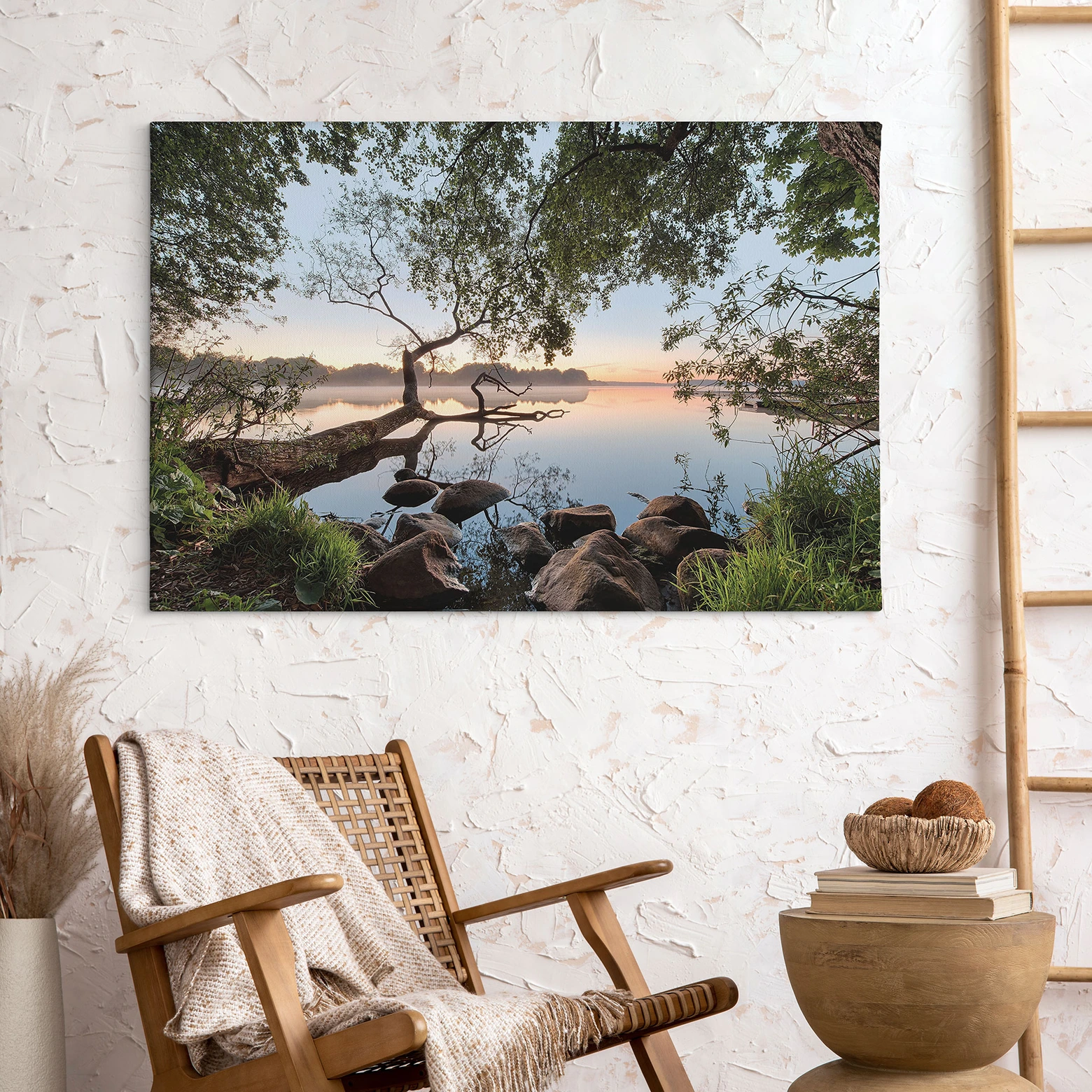 Leinwandbild Blick auf den See - Landschaftsmotiv - Keller | wall-art.de