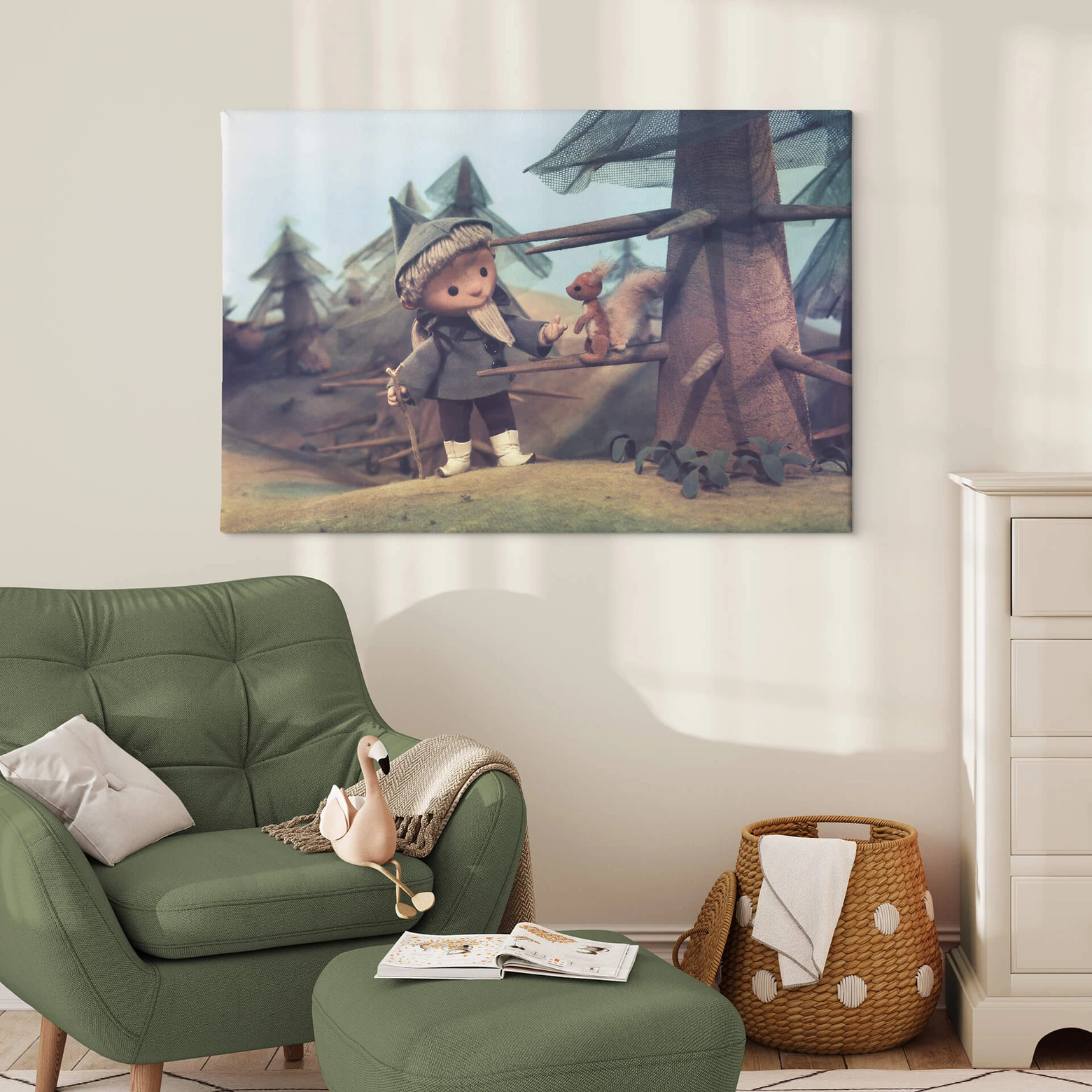 Leinwandbild Unser Sandmännchen - Sandmann beim Spazieren im Wald ...