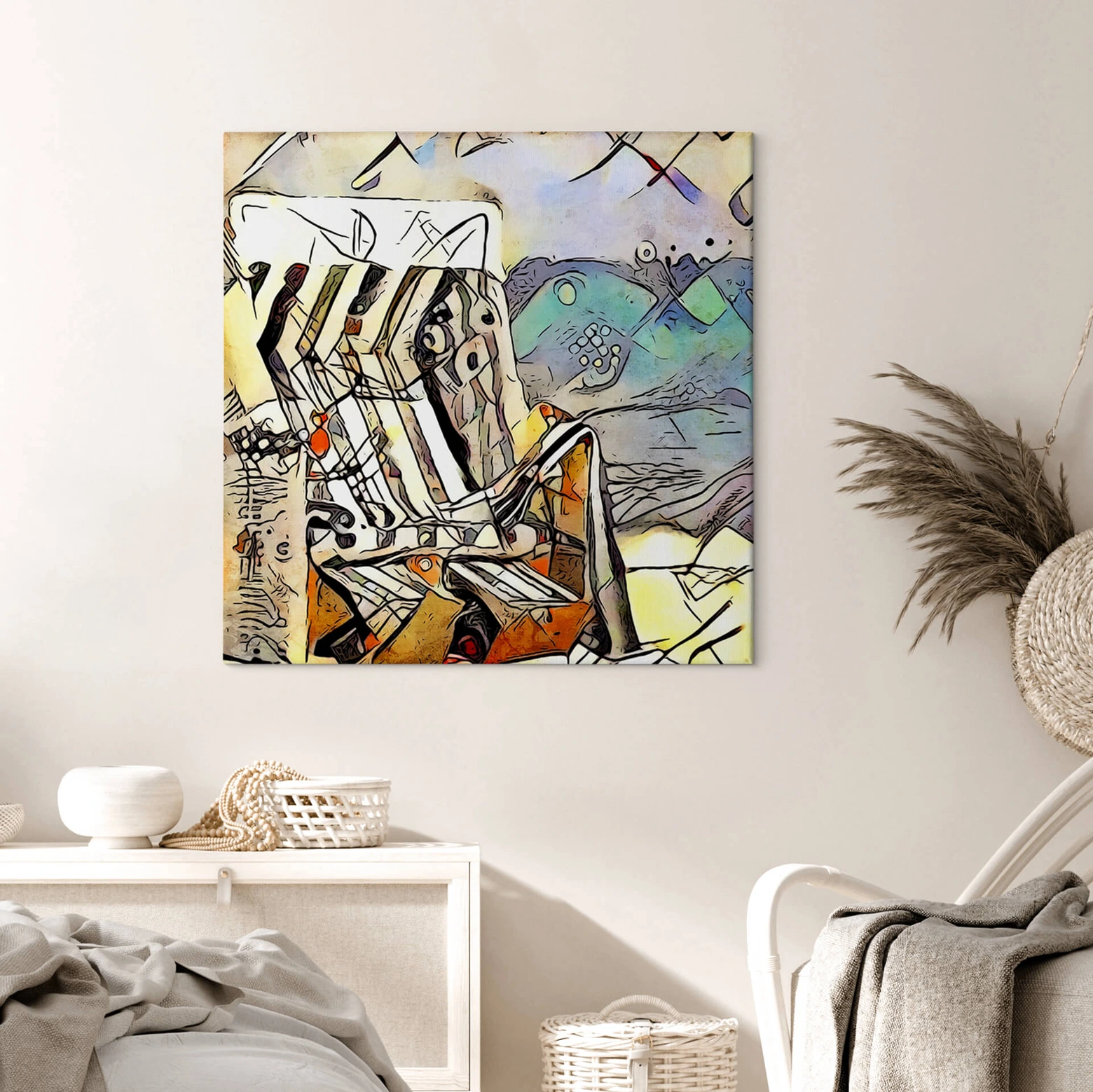 Leinwandbild Zamart - Kandinsky trifft Warnemünde - Quadratisch | wall-art.de