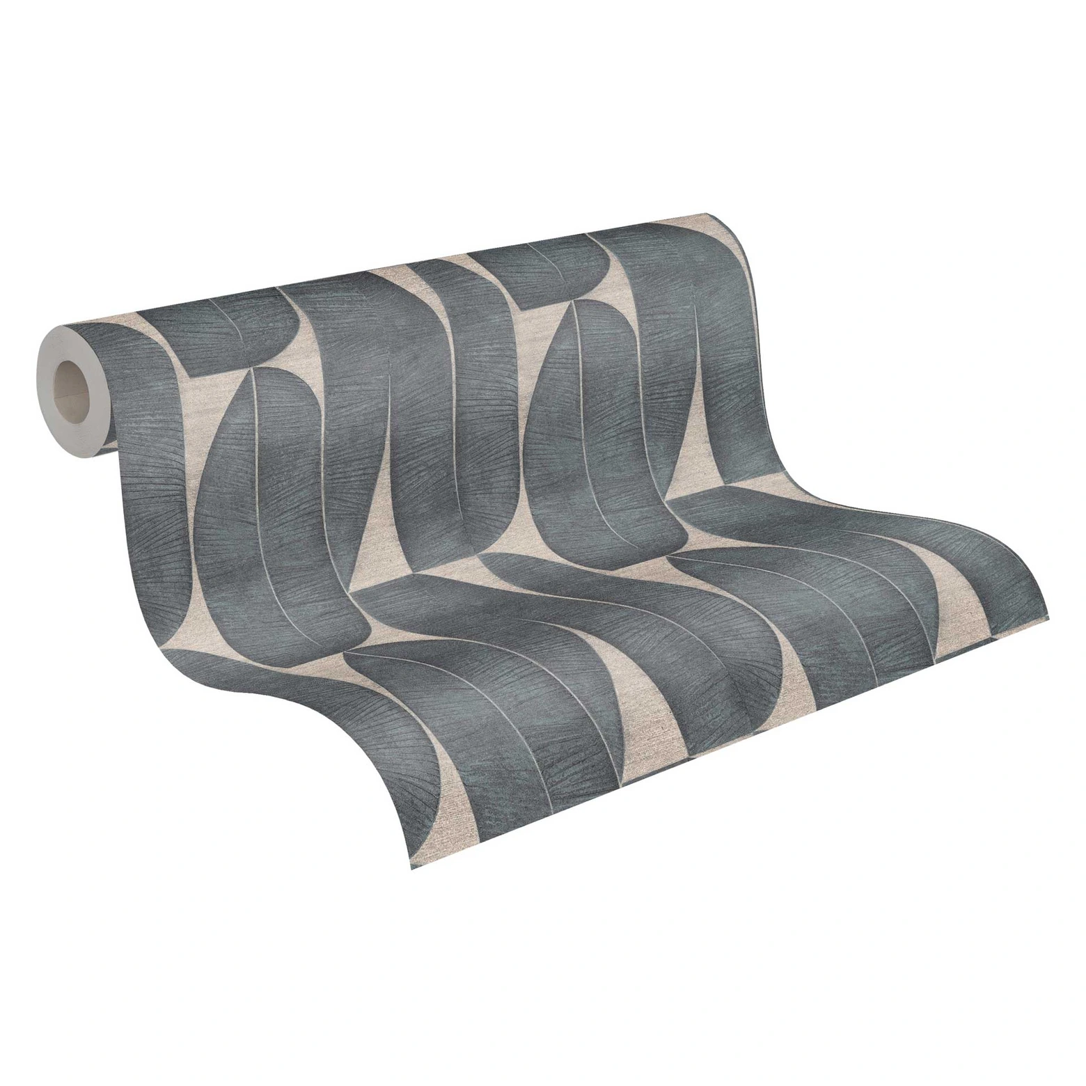 Designer vliesbehang met bladmotief in donkergrijs - abstract behang ...