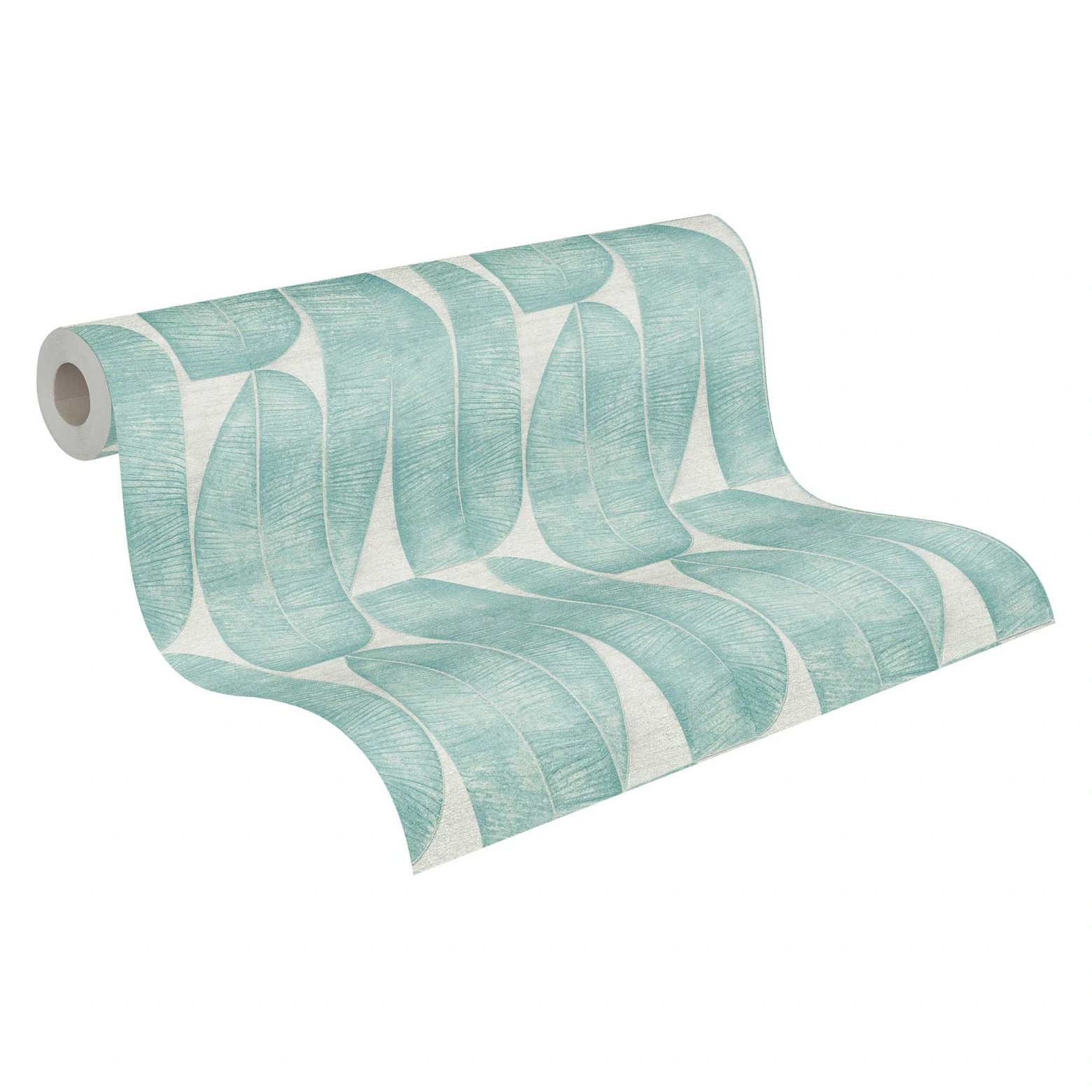 Vliesbehang met bladreliëf in lichtblauw - fris design voor een luchtig ruimtegevoel | wall-art.nl