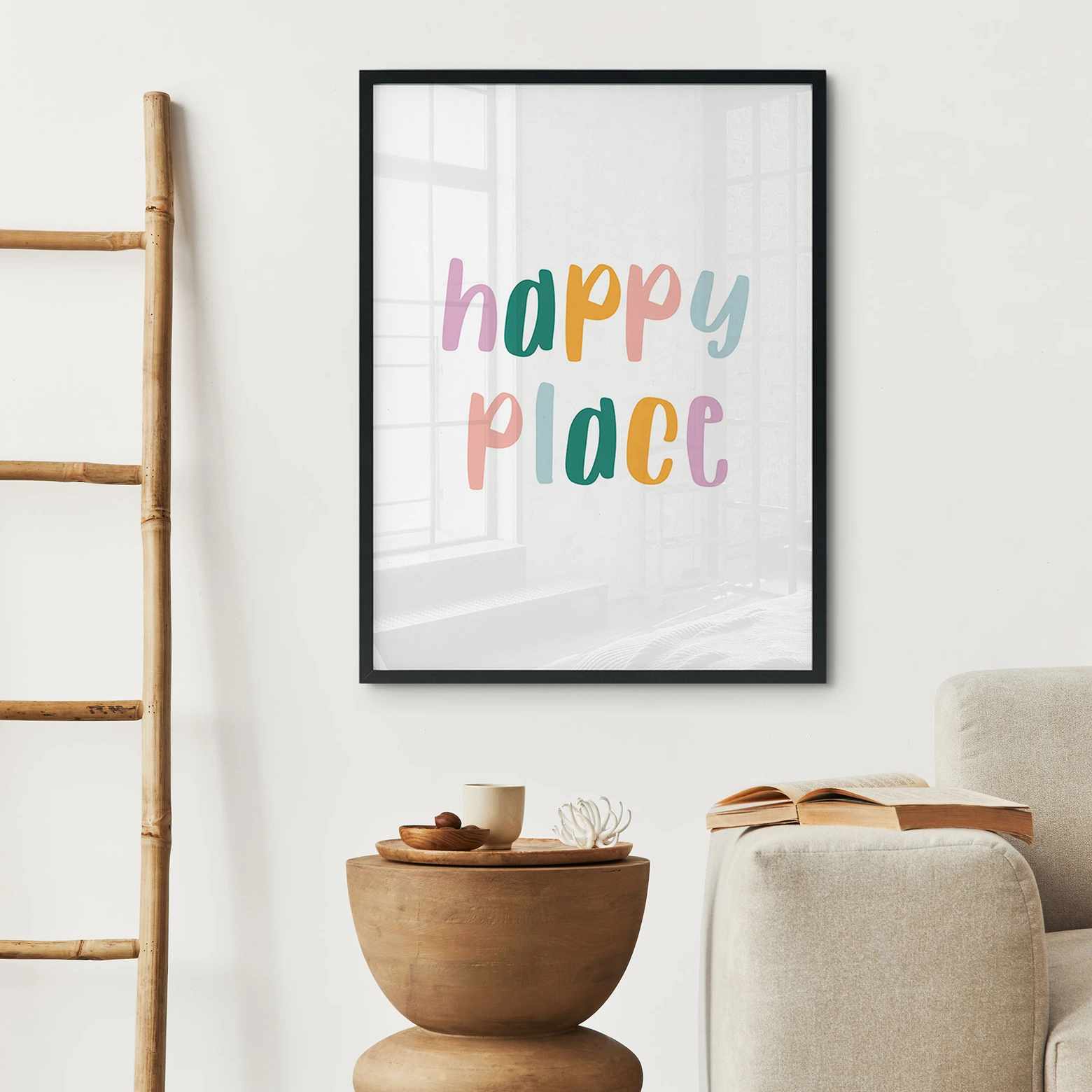 Spruch Poster - Happy place | wall-art.de