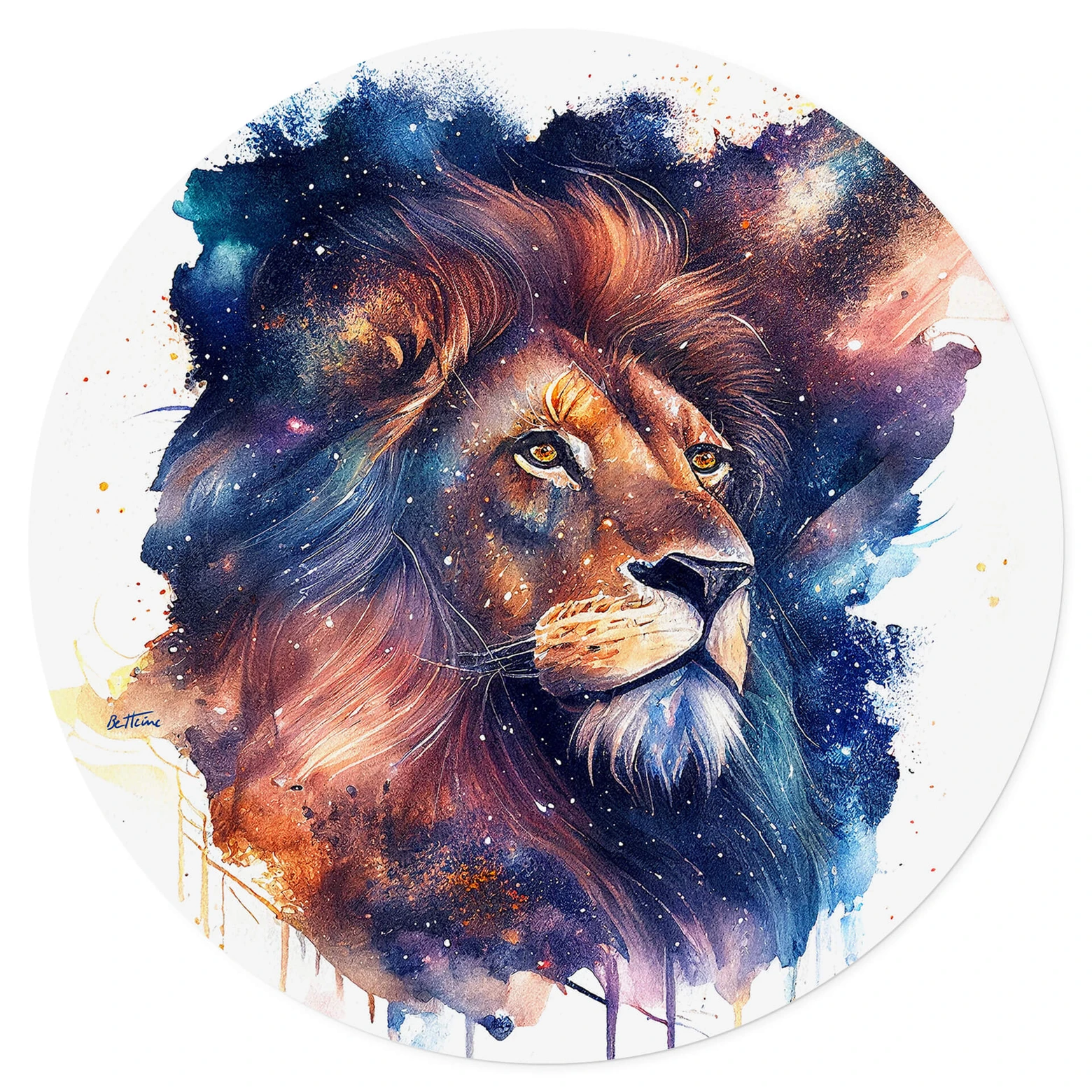 Wandtattoo Heine - Mächtiger Löwe im Sternenhimmel - Astro Cruise - Rund | wall-art.de