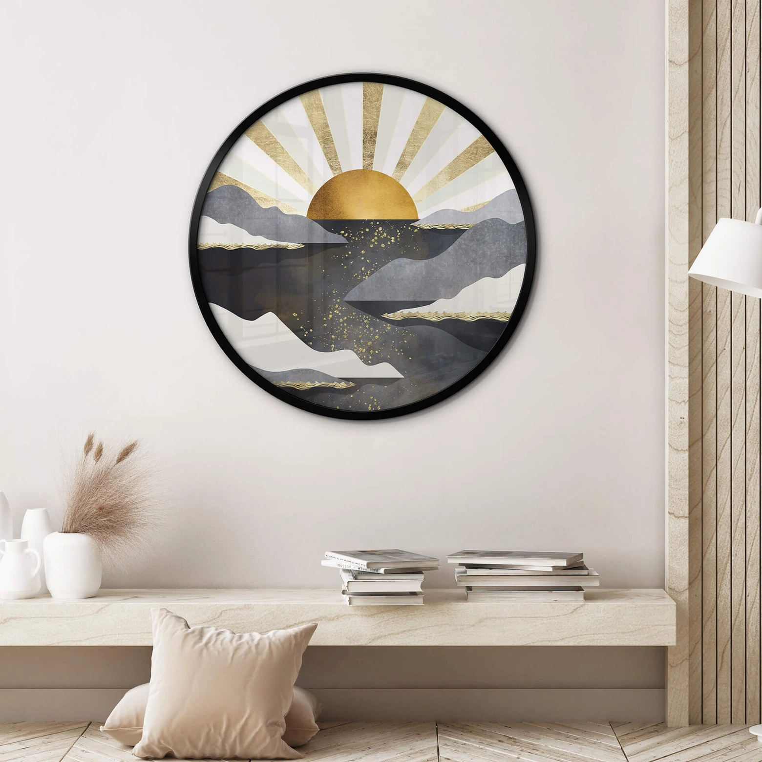 Poster SpaceFrog Designs - Goldene Dämmerung - Rund | wall-art.de