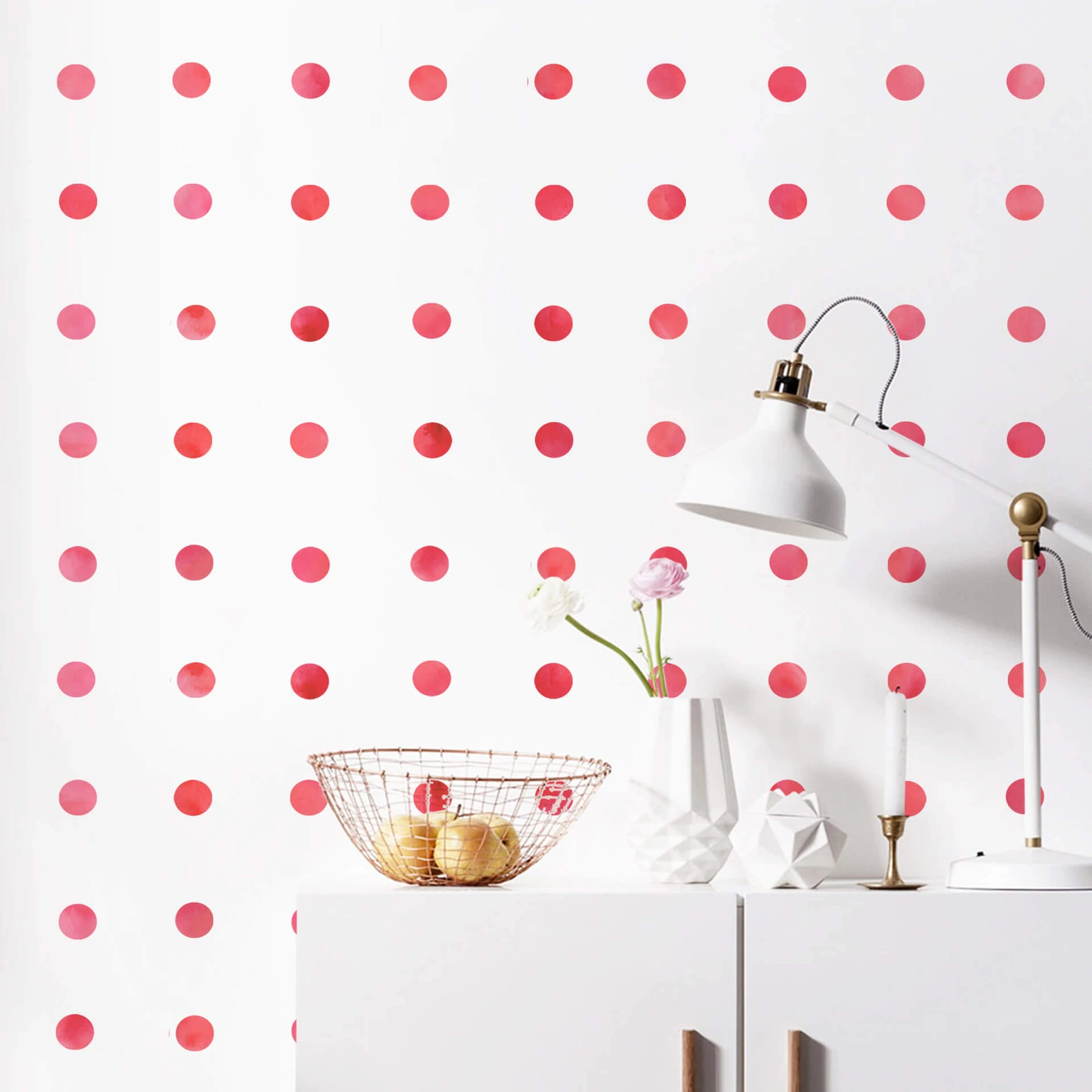 Wandtattoo Watercolor Punkte Set rot (50-teilig) | wall-art.de