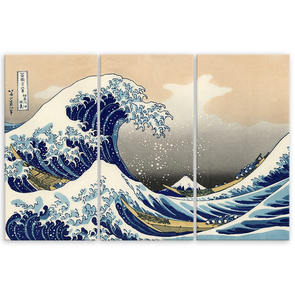Leinwandbild 3-teilig, Hokusai Große Welle von Kanagawa | wall-art.de