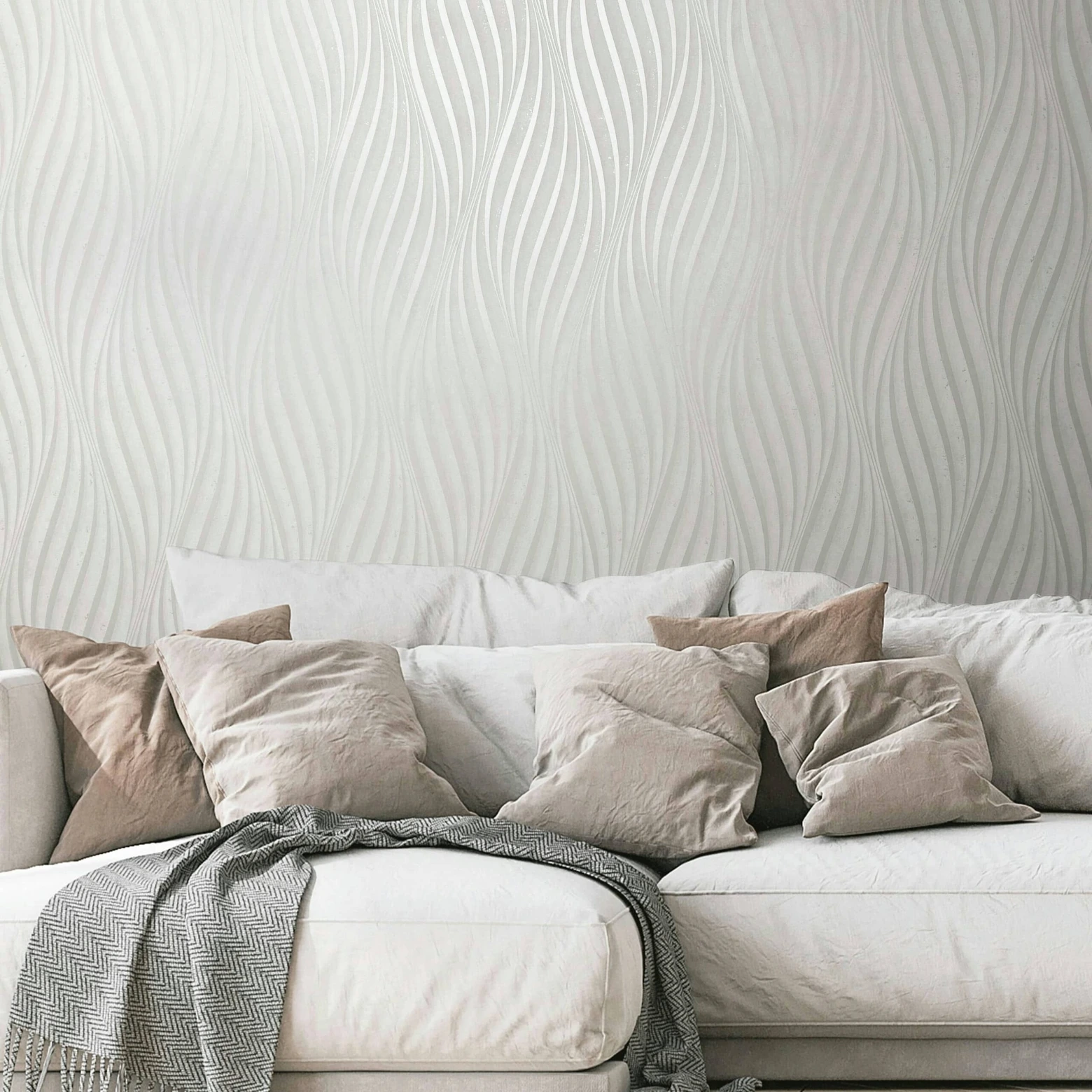 vliesbehang wit wave voor woonkamer slaapkamer behang marburg | wall-art.nl