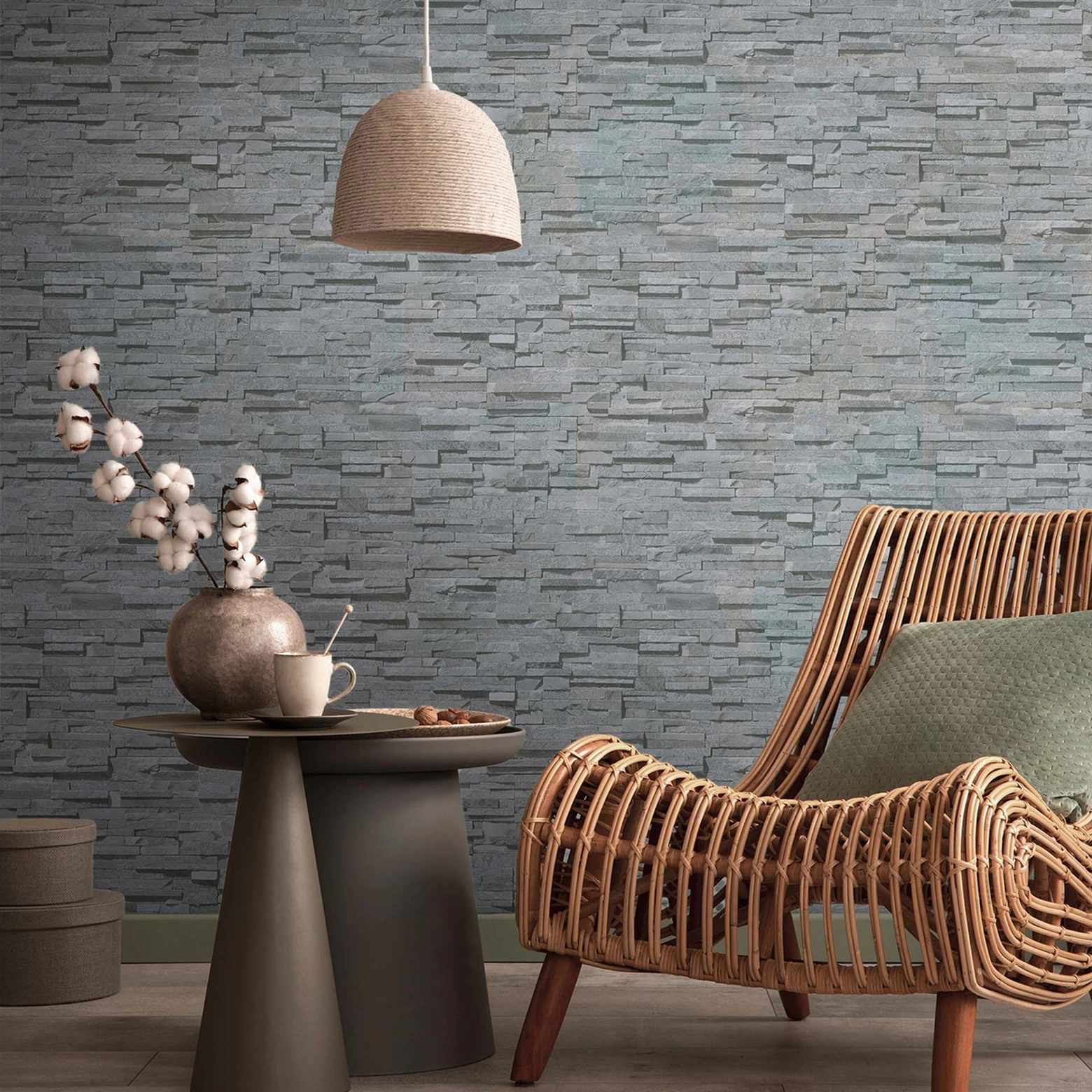 3D behang steen look grijs steen behang - vliesbehang stenen muur ...